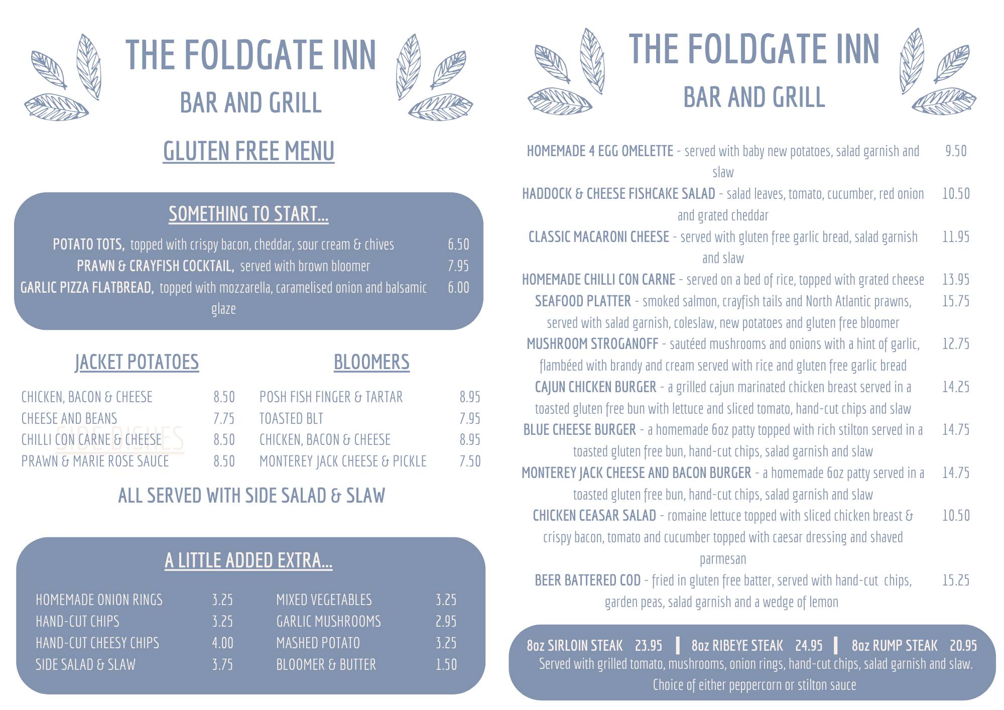 Menu at The Foldgate Inn pub & bar, Stradsett
