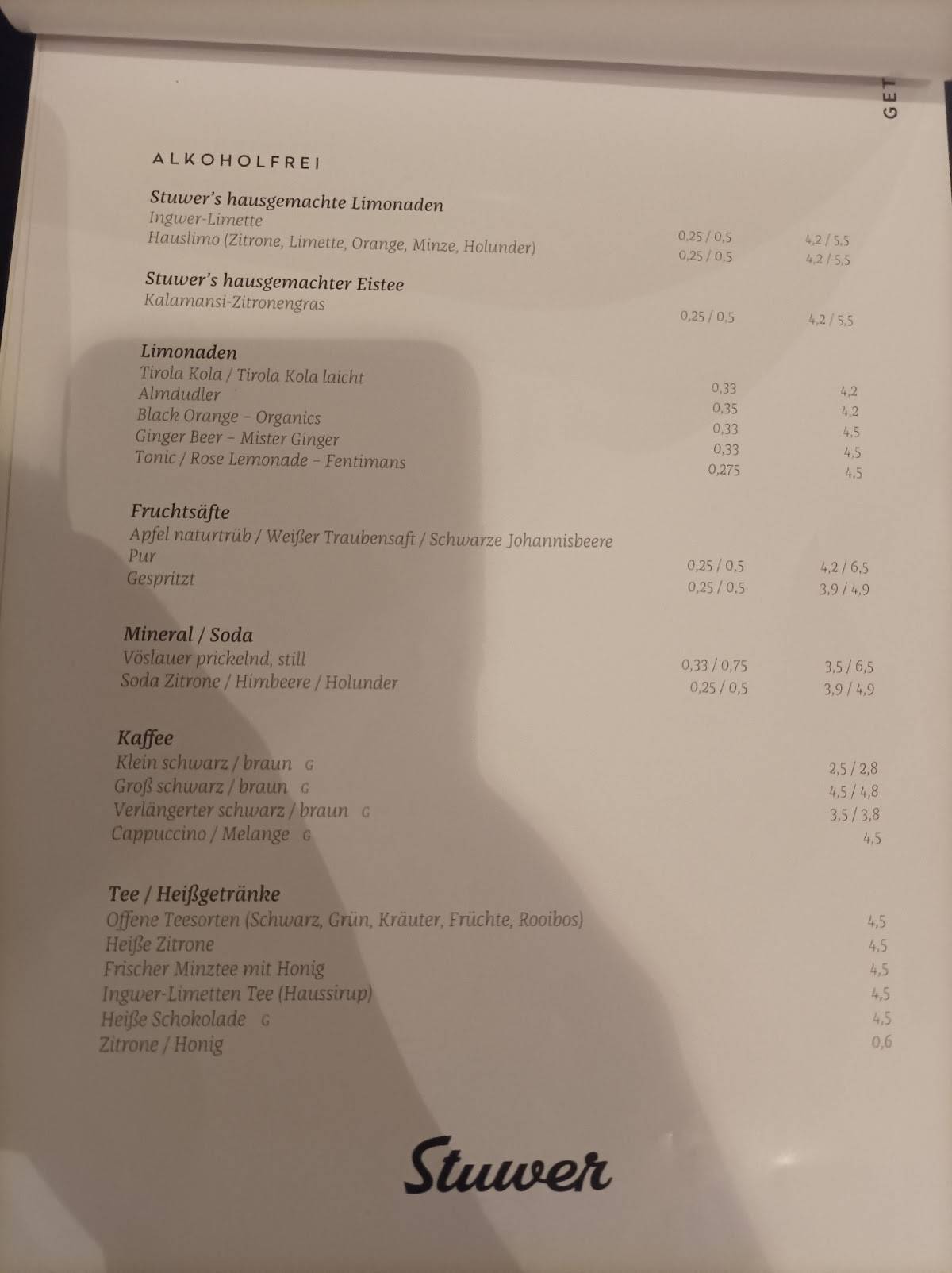 Speisekarte von Stuwer - Neues Wiener Beisl restaurant, Wien ...