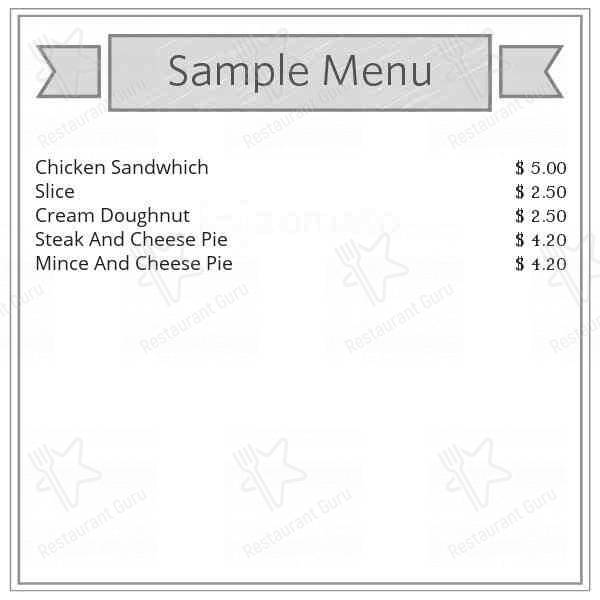 Menu at Summer Bakehouse, Auckland