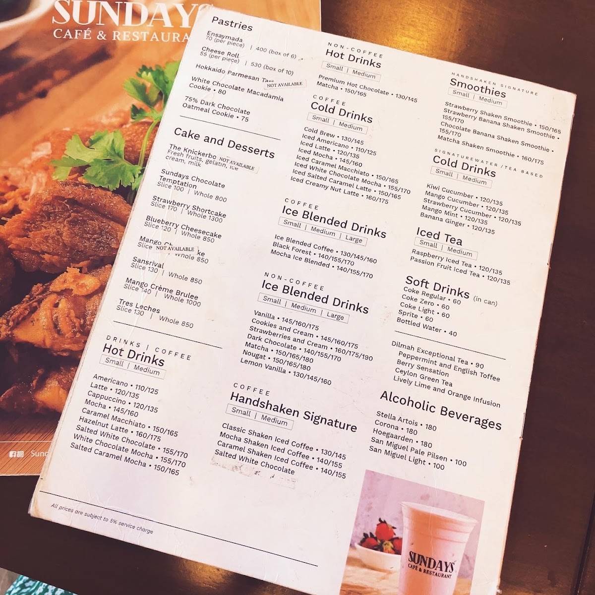 Menu at Sundays Cafe and Restaurant, Marikina