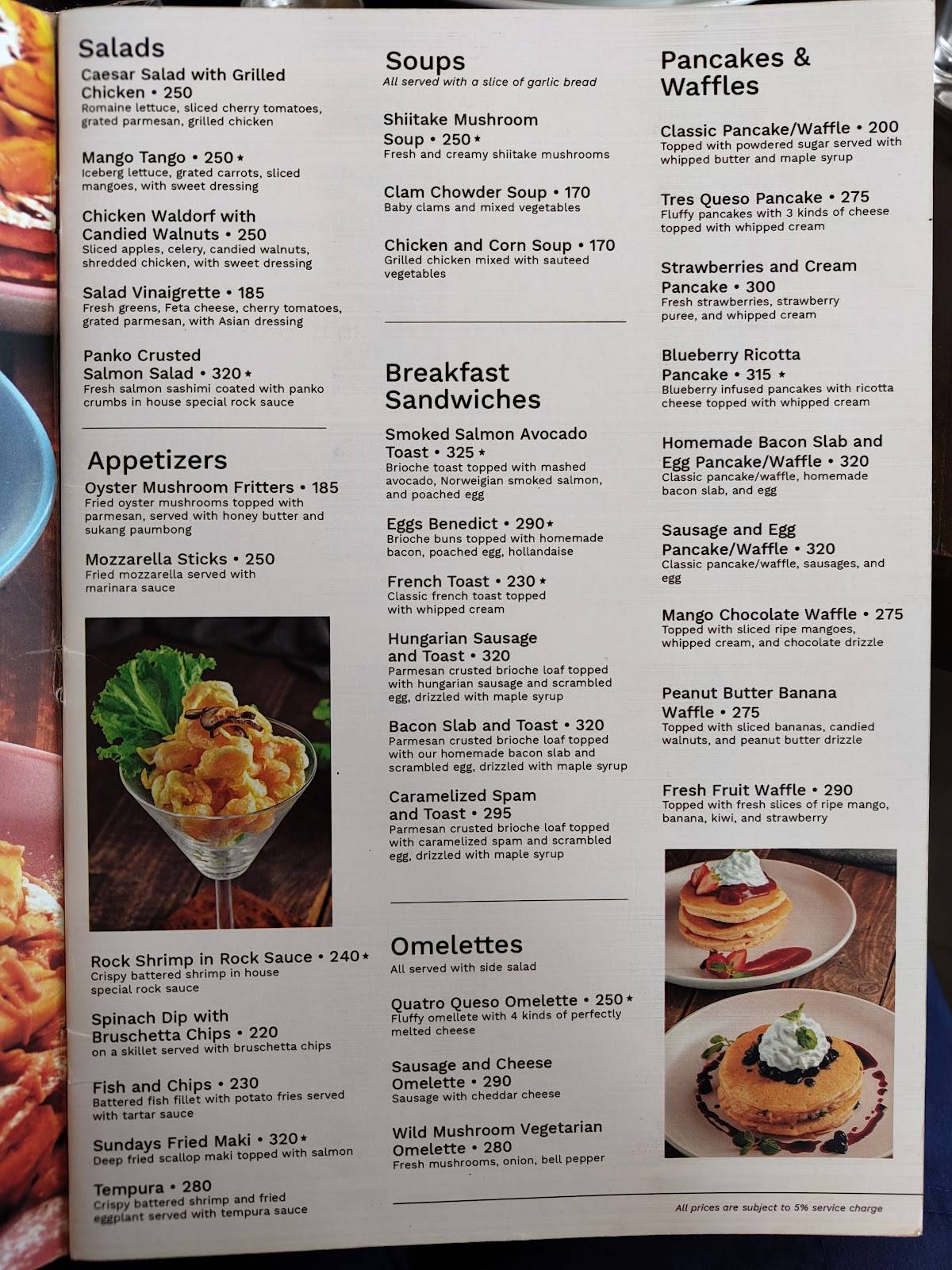 Menu at Sundays Cafe and Restaurant, Marikina