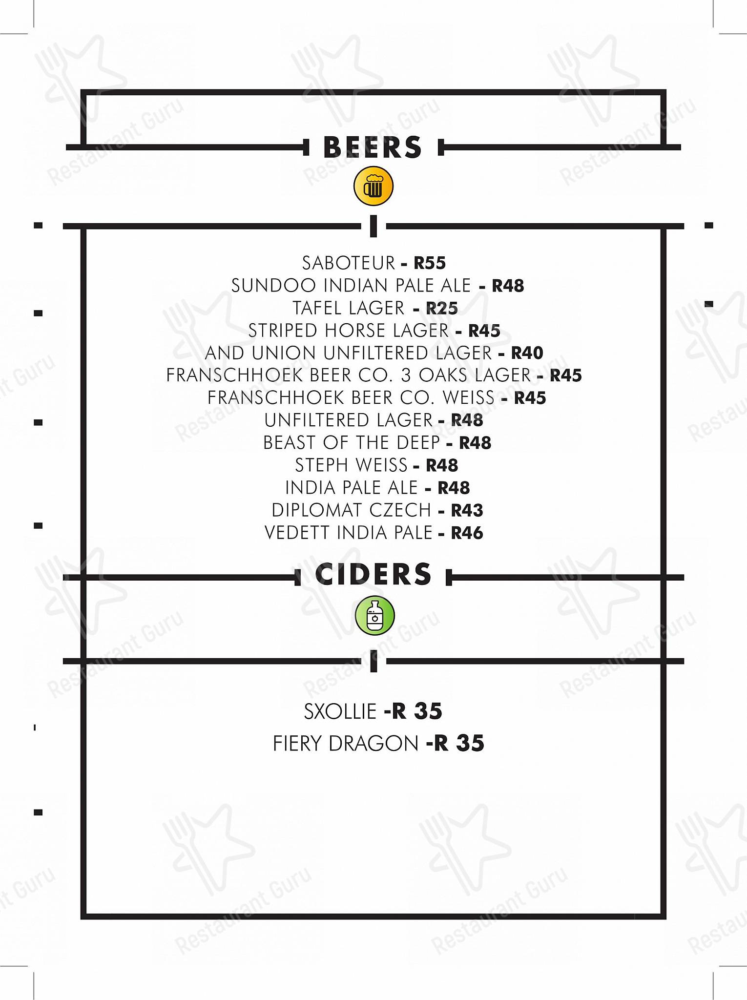 Menu at Sundoo Sea Point restaurant, Cape Town, 77 Regent Rd