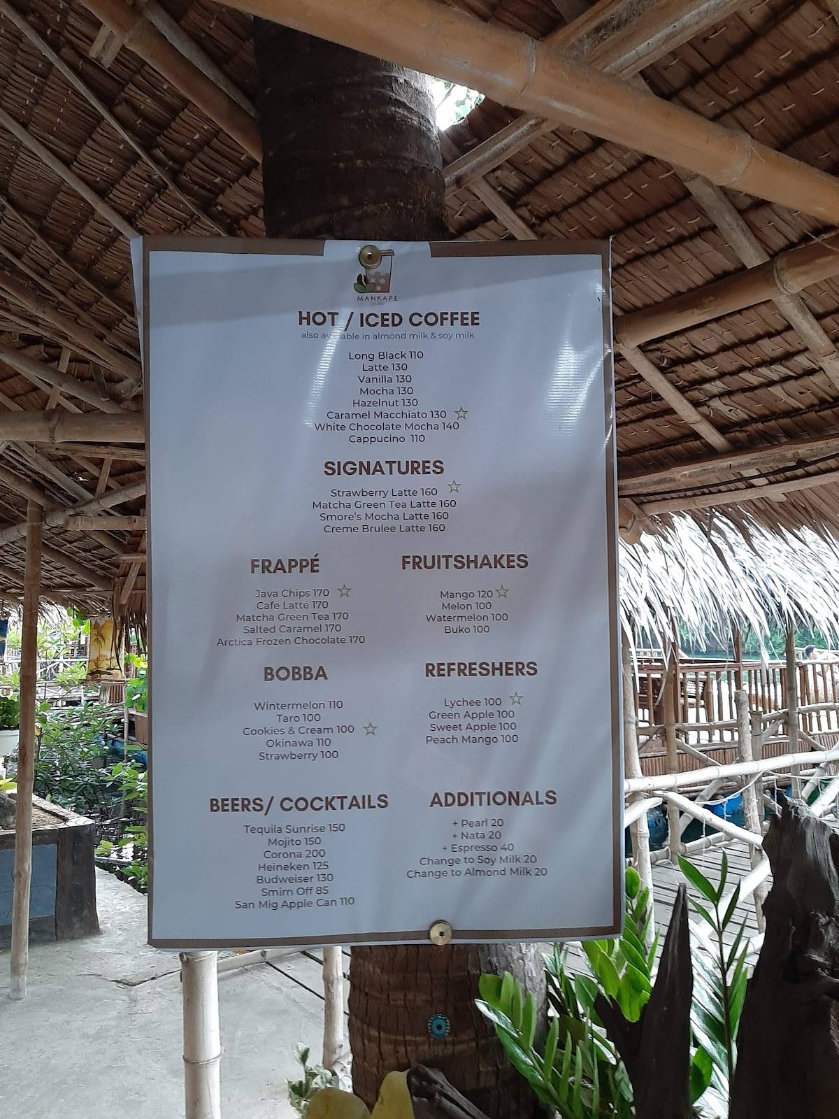 Menu at Sungayan Grill restaurant, Bolinao, 9V34+Q2W