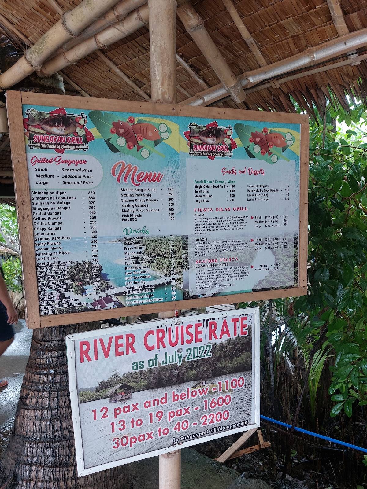 Menu at Sungayan Grill restaurant, Bolinao, 9V34+Q2W