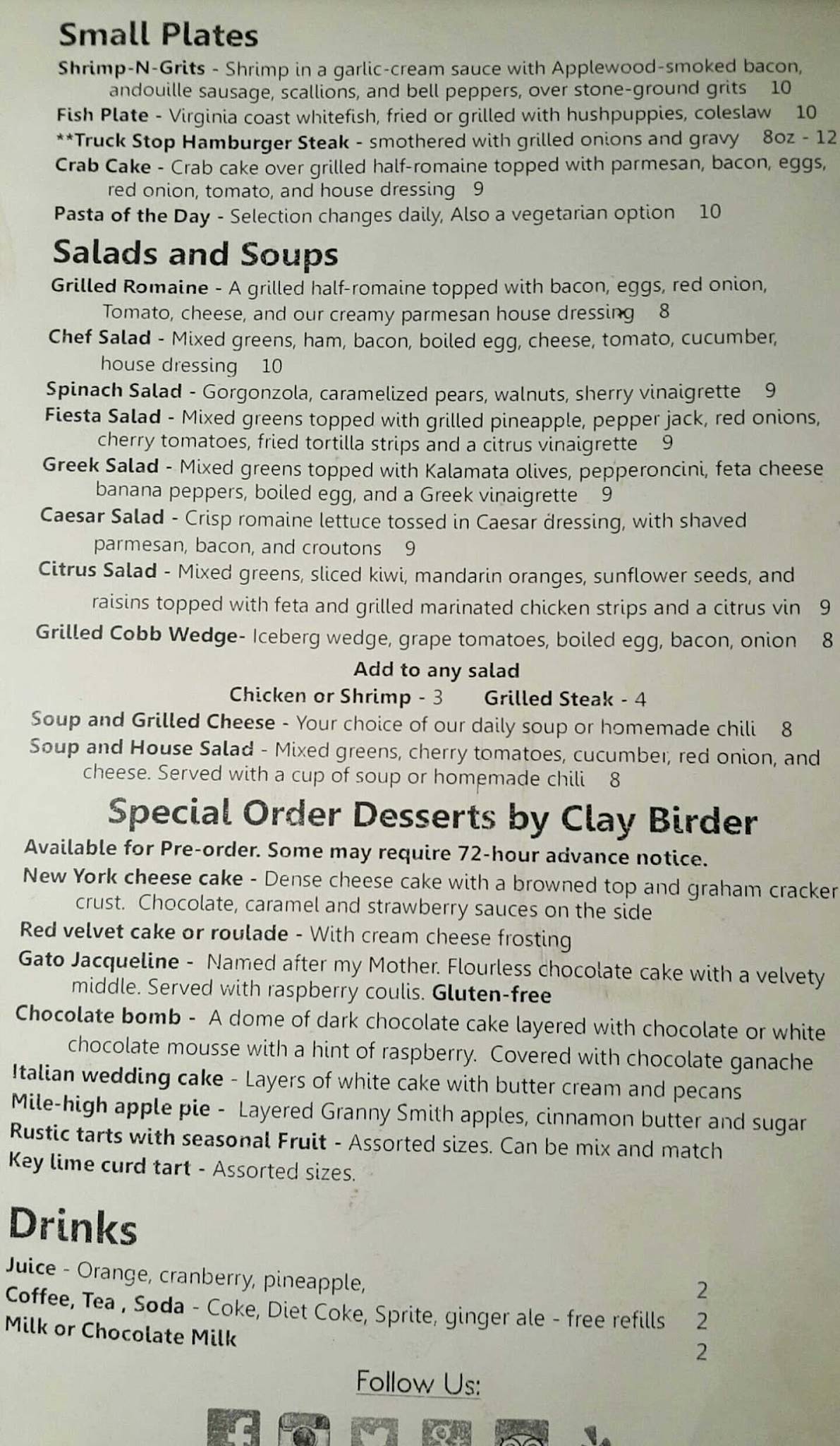 Menu at Berni's on West Main steakhouse, Swainsboro, 114 W Main St