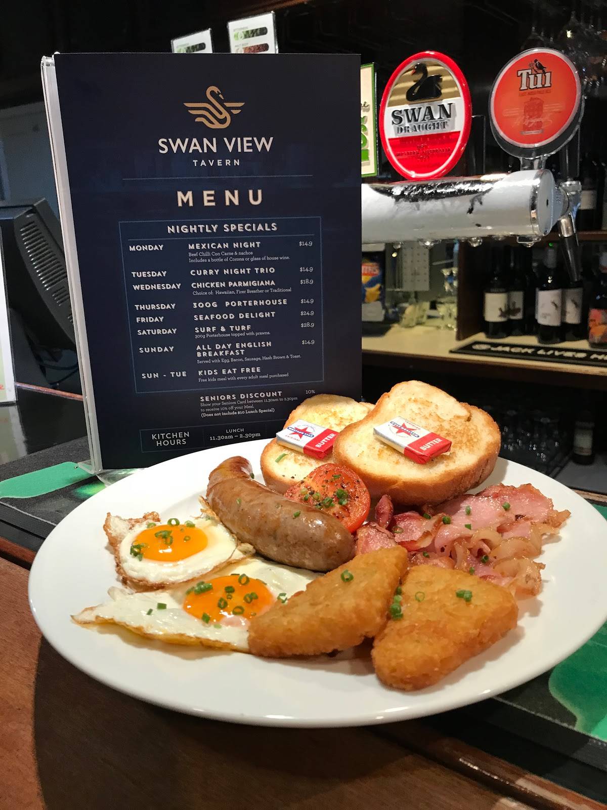 Menu at Swan View Tavern pub & bar, Swan View