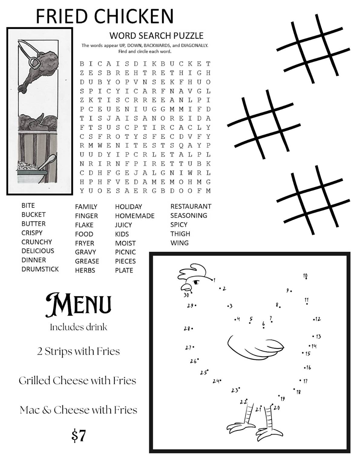 Menu at The Dirty Bird restaurant, Sycamore