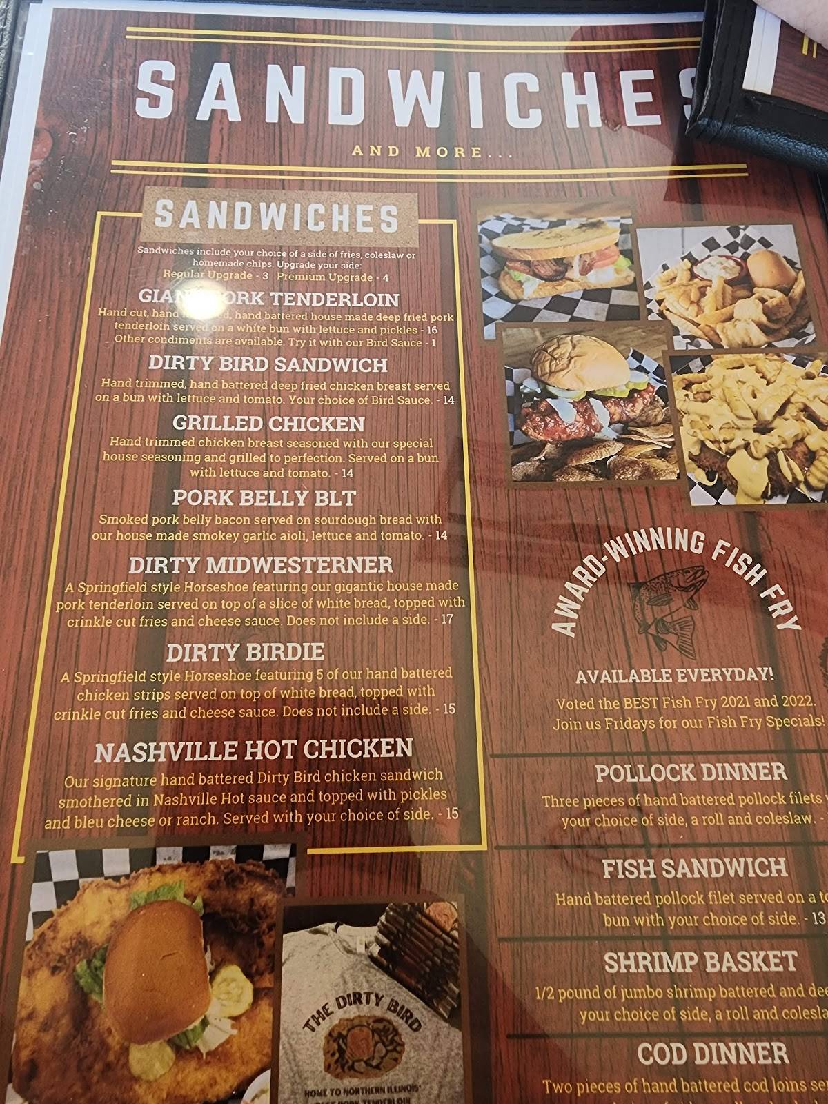 Menu at The Dirty Bird restaurant, Sycamore