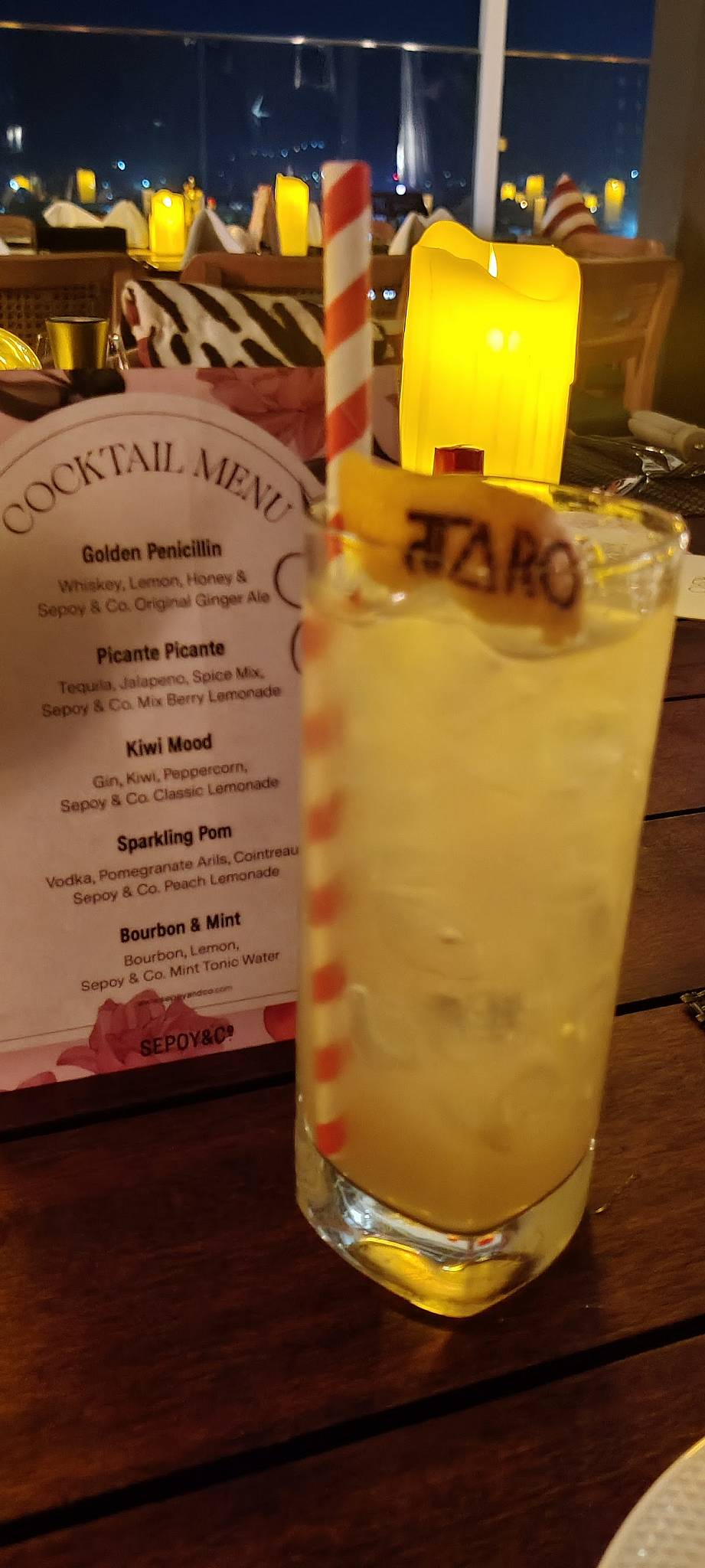 Menu at TARO Skybar and Lounge, Udaipur, Parallel Hotel