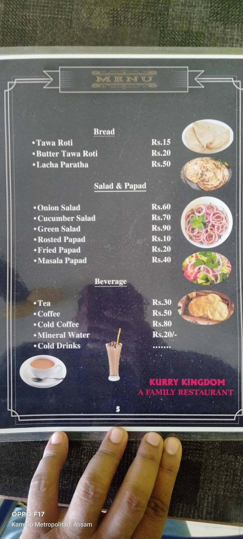 Menu at THE KURRY KINGDOM, Guwahati