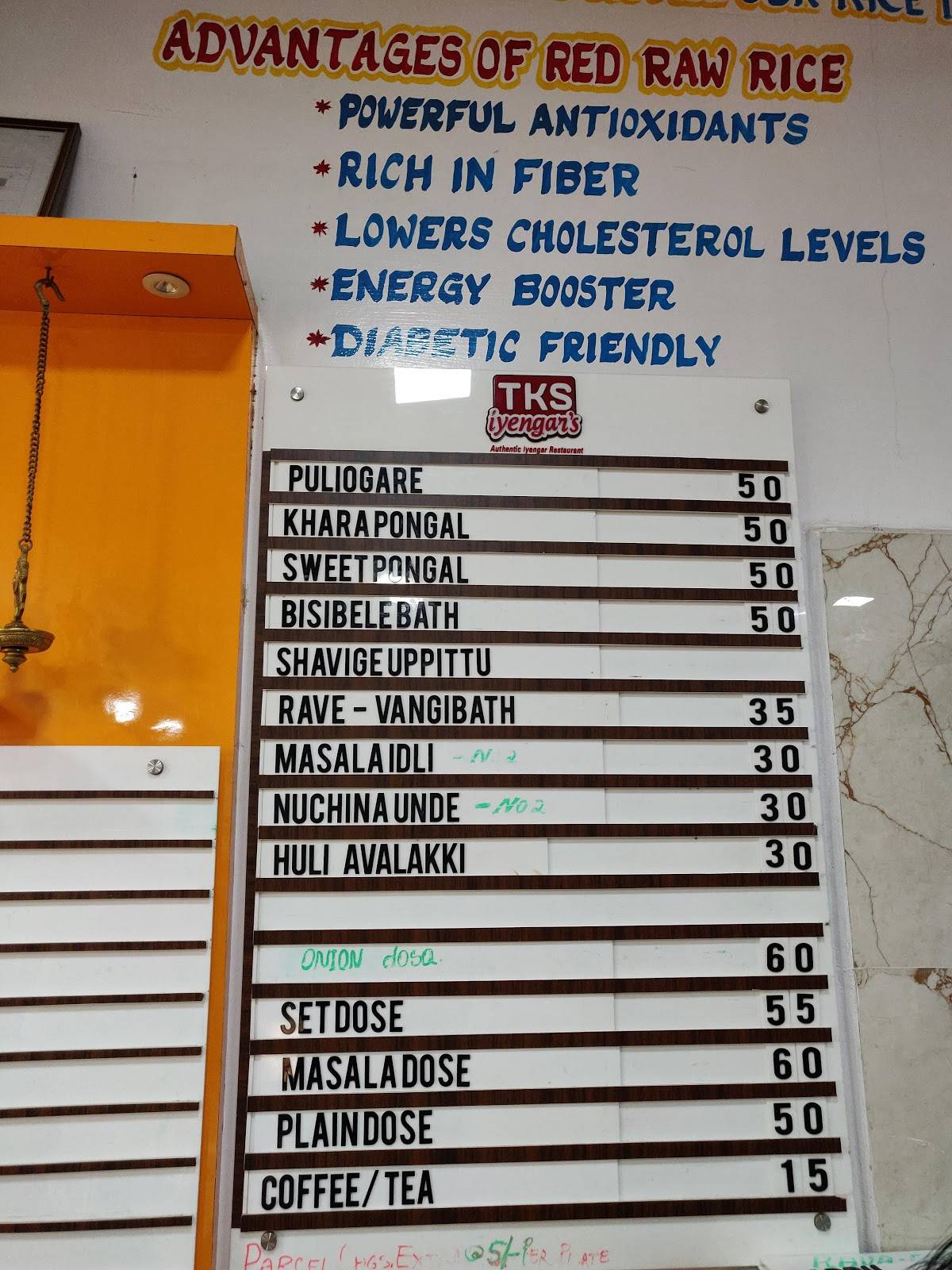 Menu at TKS Iyengars Restaurant, Mysuru