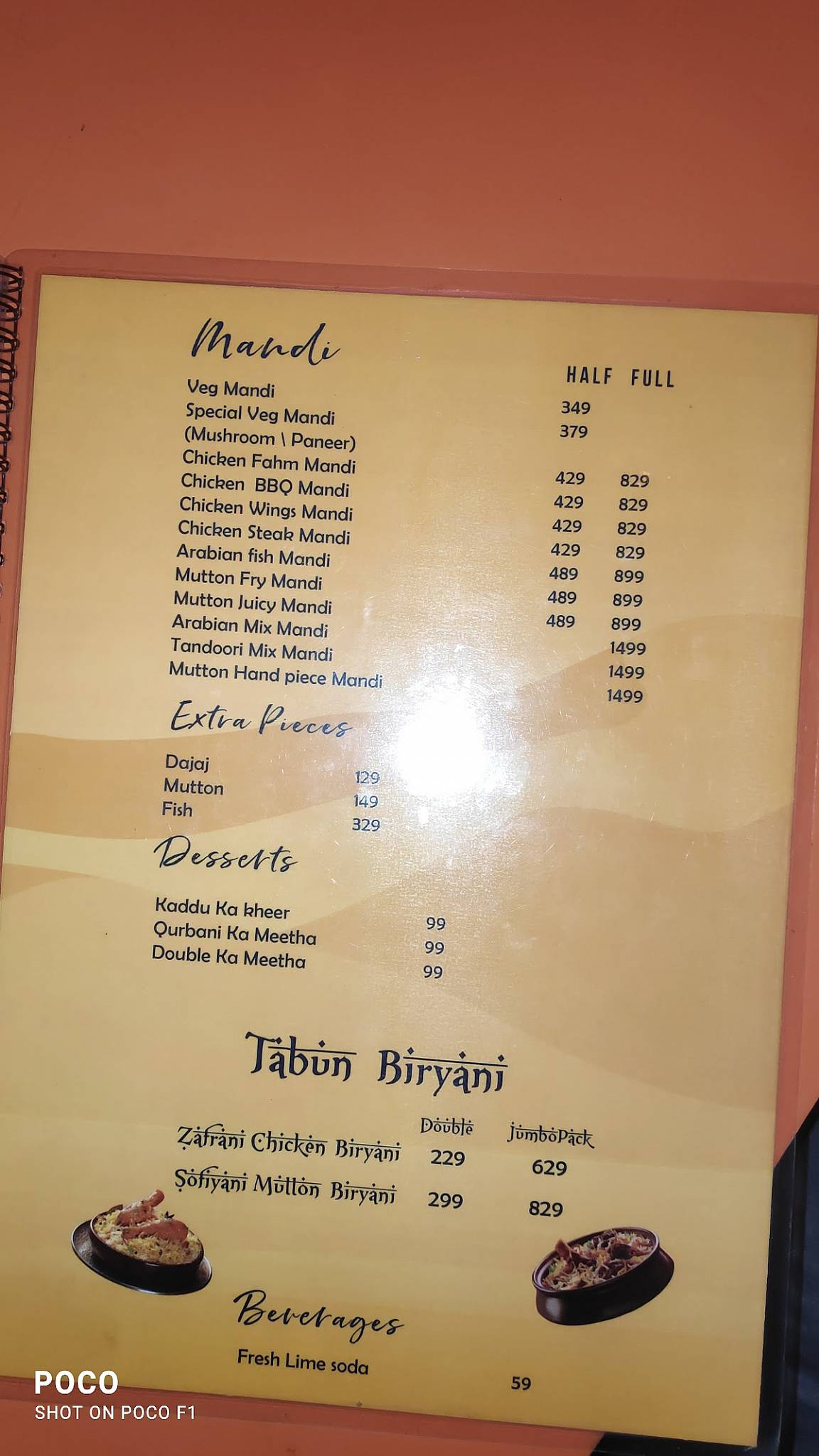 Menu at Tabun Multicuisine Restaurant, Chittoor