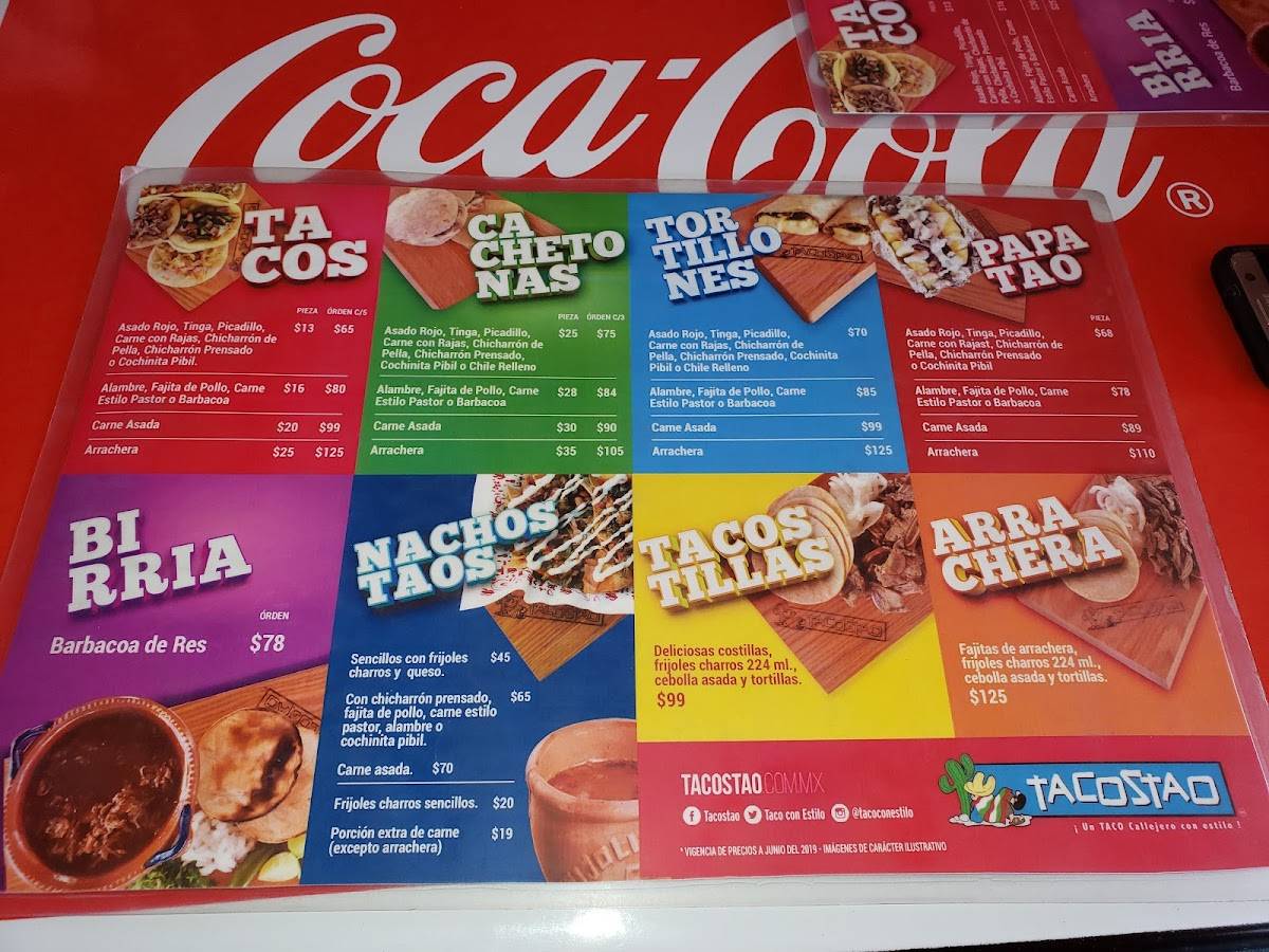 Carta del restaurante Tacostao, Torreón, Blvrd Independencia 2401