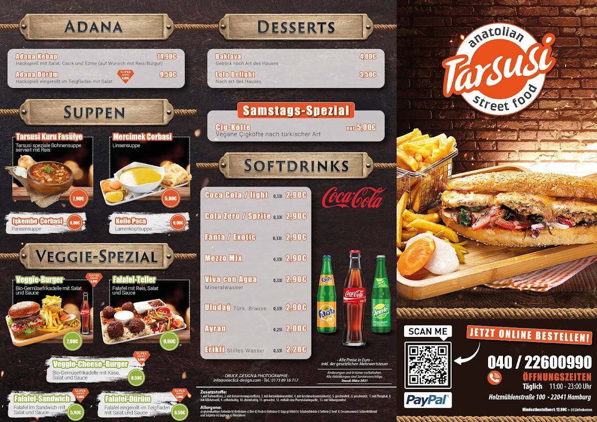 Speisekarte Von Tarsusi – Tarsusi Anatolian Speisekarte – TRLP
