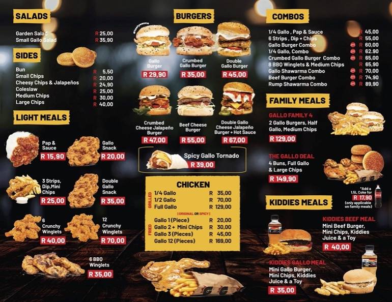 Carta del restaurante Tasty Gallos Bt Ngebs City - Halaal, Mthatha