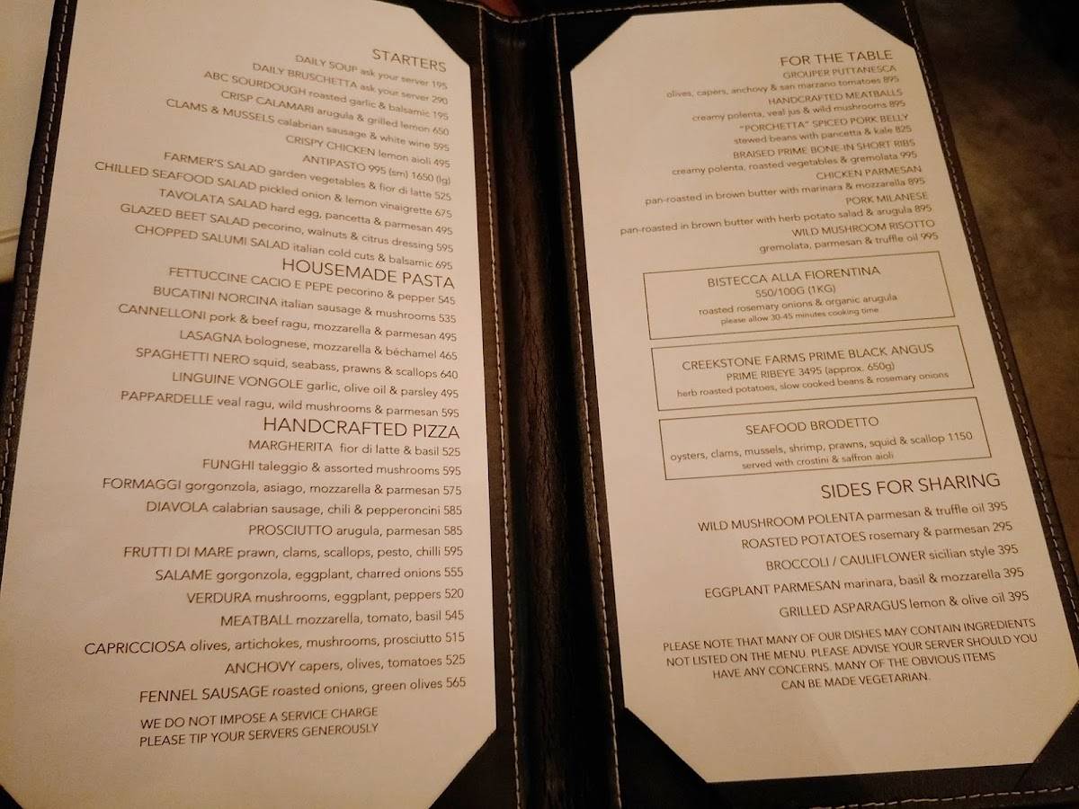Menu at Tavolata restaurant, Mandaue City, Design Center of 6014
