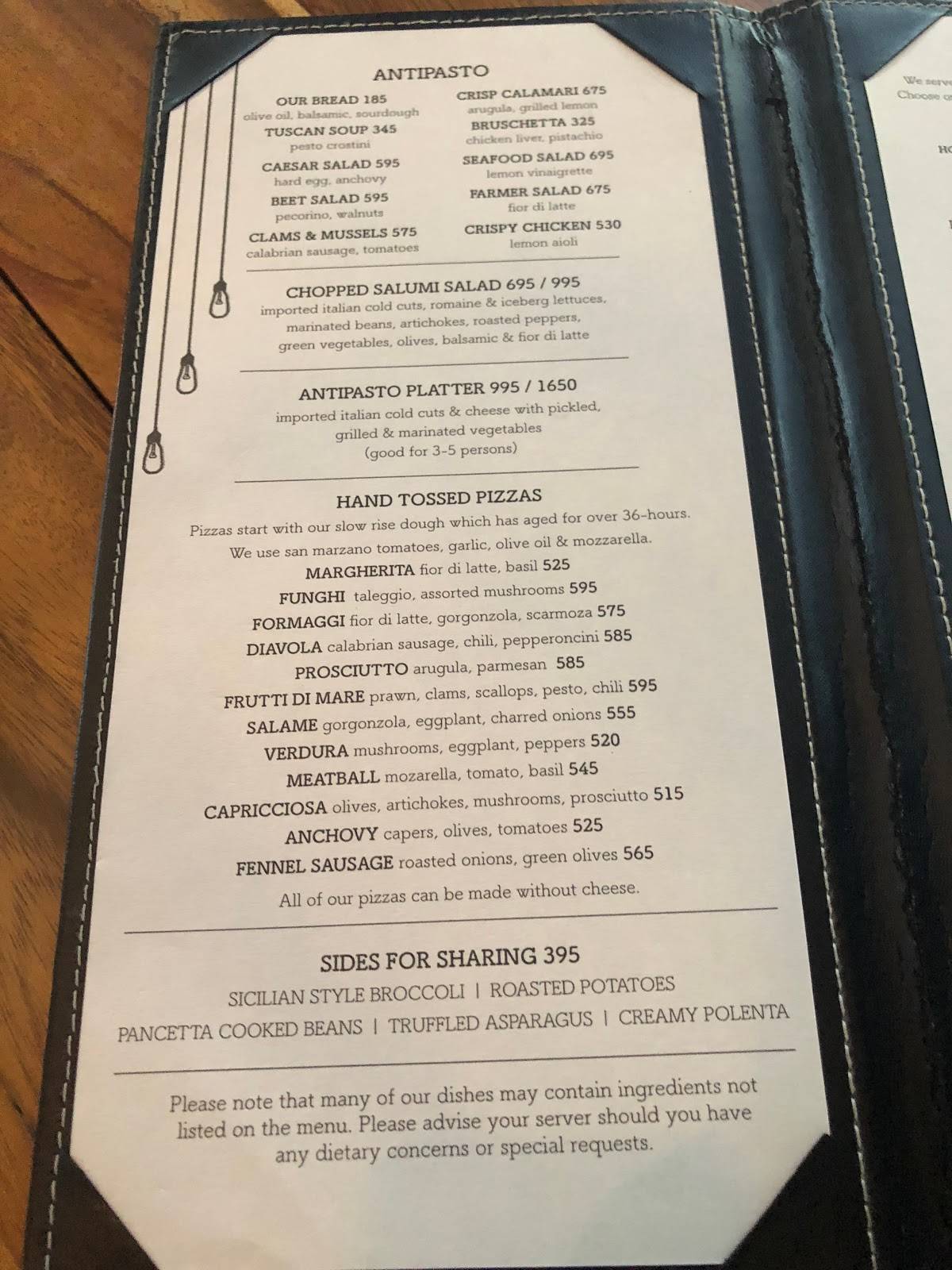 Menu at Tavolata restaurant, Mandaue City, Design Center of 6014
