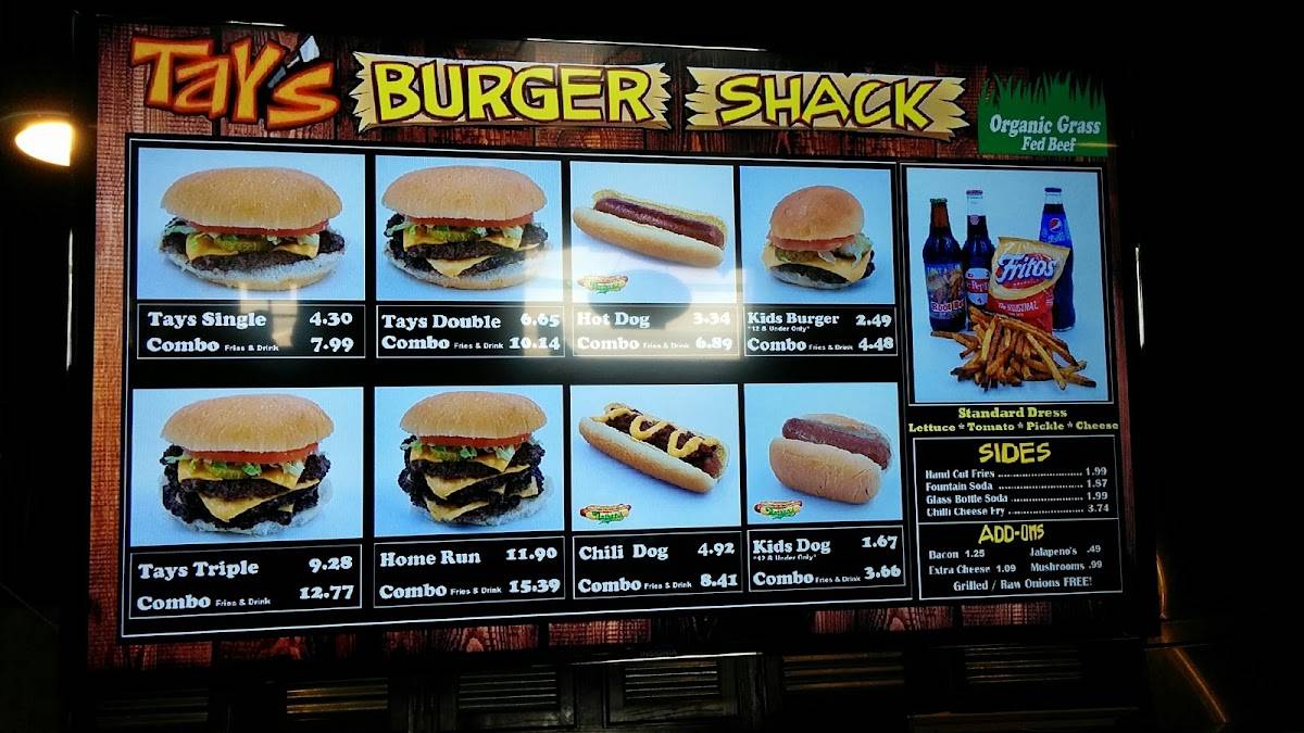 Menu at Tay's Burger Shack restaurant, North Kansas City