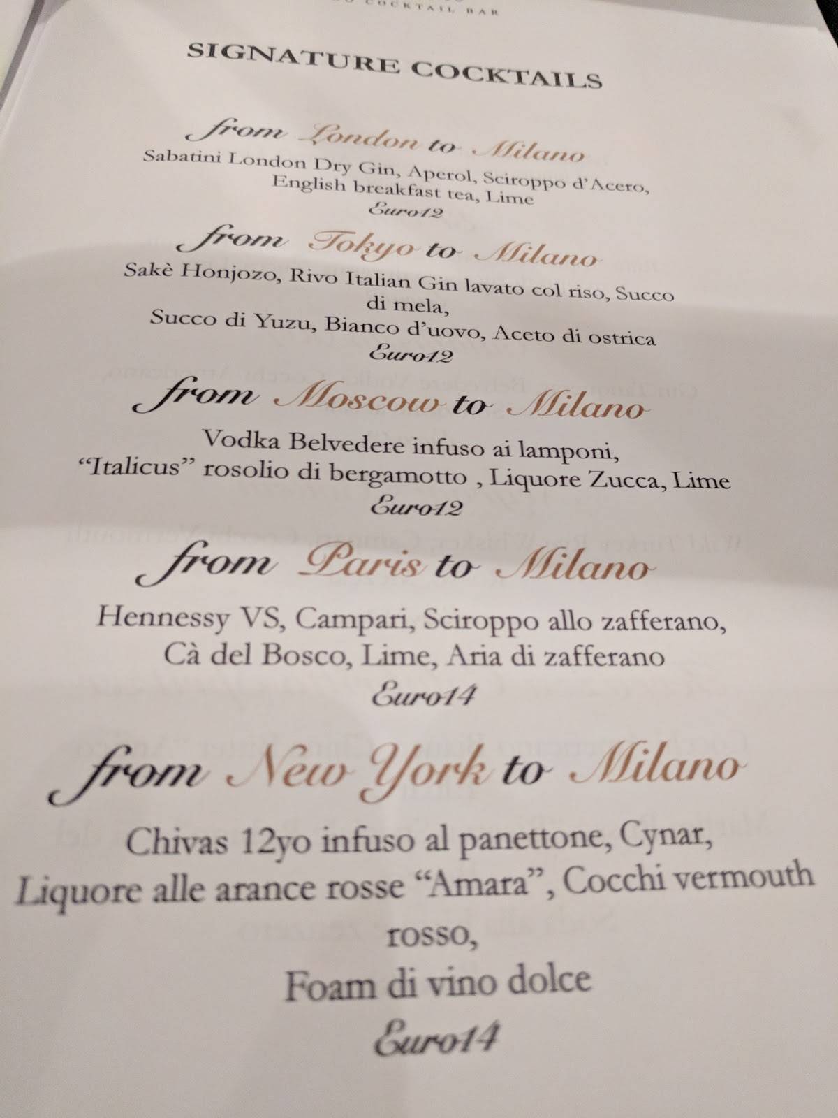 Menu da Terrazza Calabritto Milano pub & bar, Milano