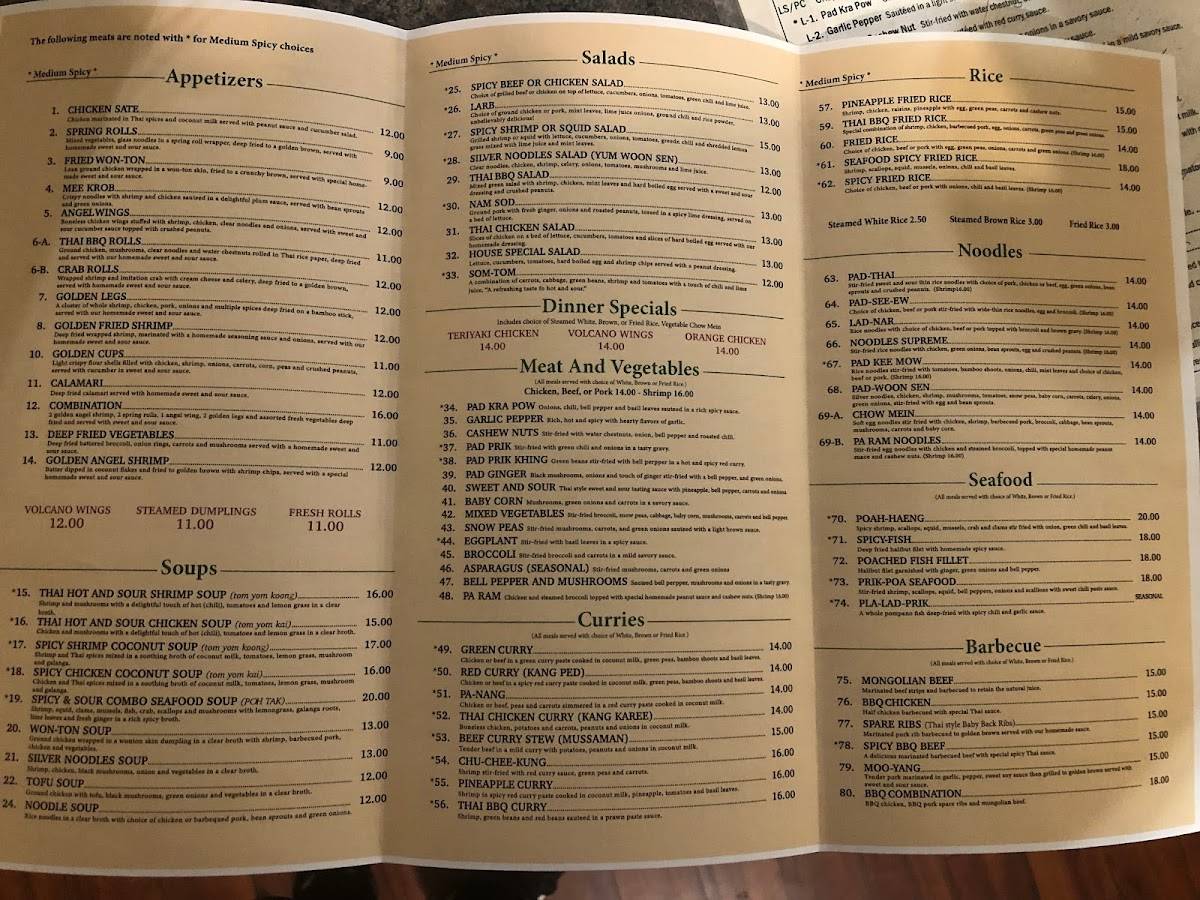Menu at Thai BBQ, Grants Pass
