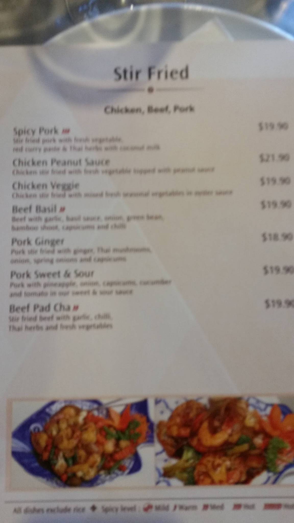 Menu at Thai Orewa Restaurant, Orewa, 328 Hibiscus Coast Hwy