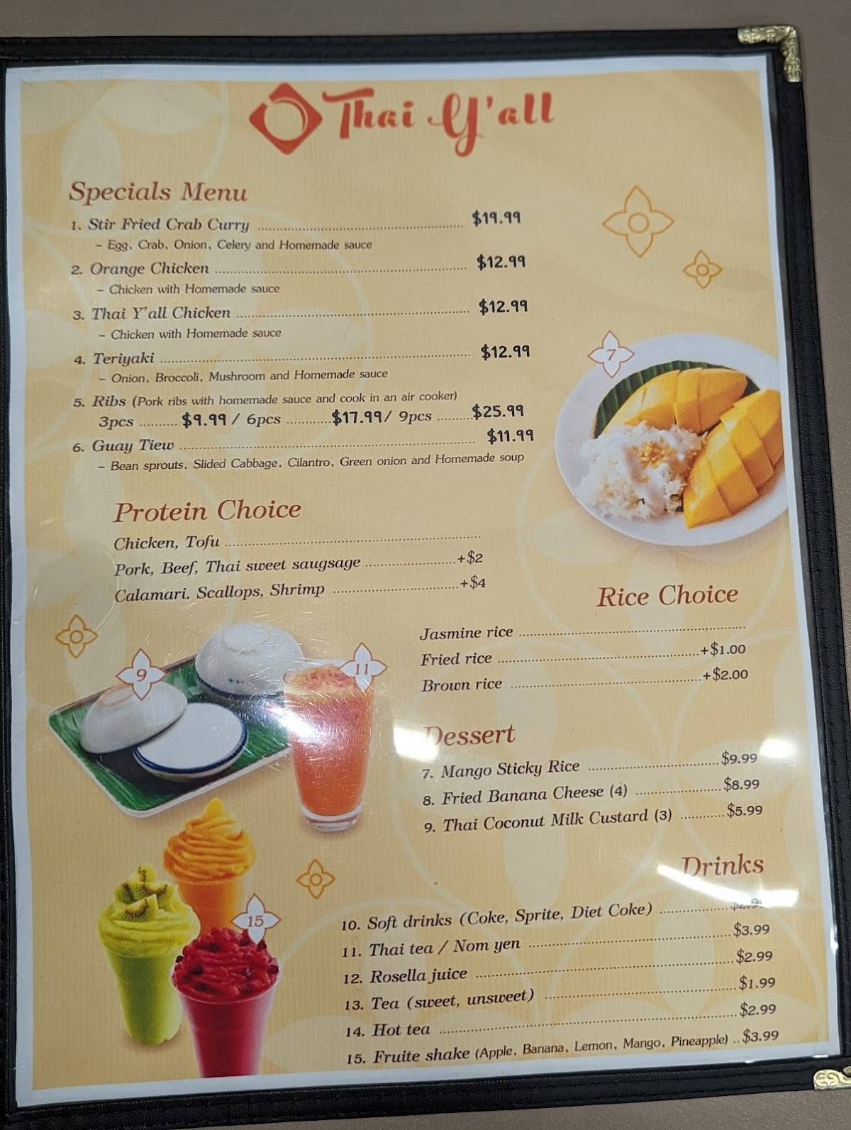 Menu at Thai Y'all restaurant, Boiling Springs, Boiling Springs Rd STE H
