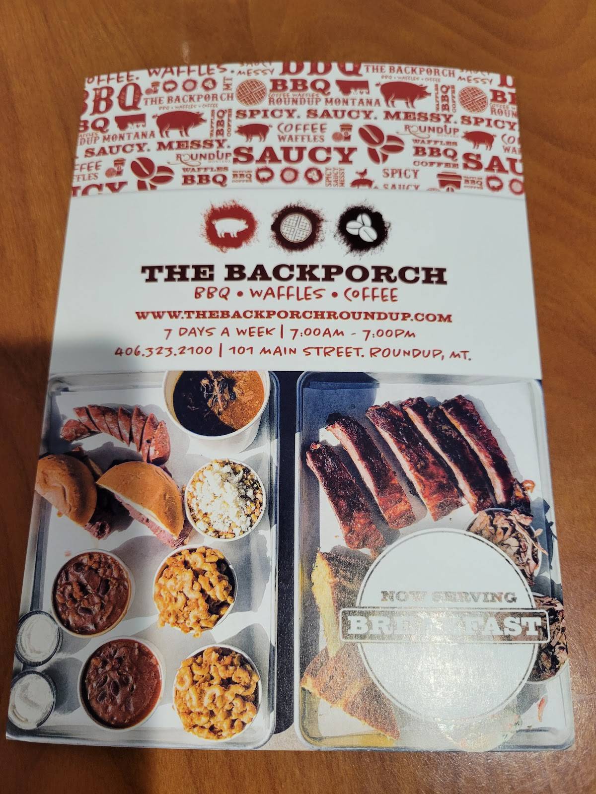 Menu at The Backporch BBQ, Roundup