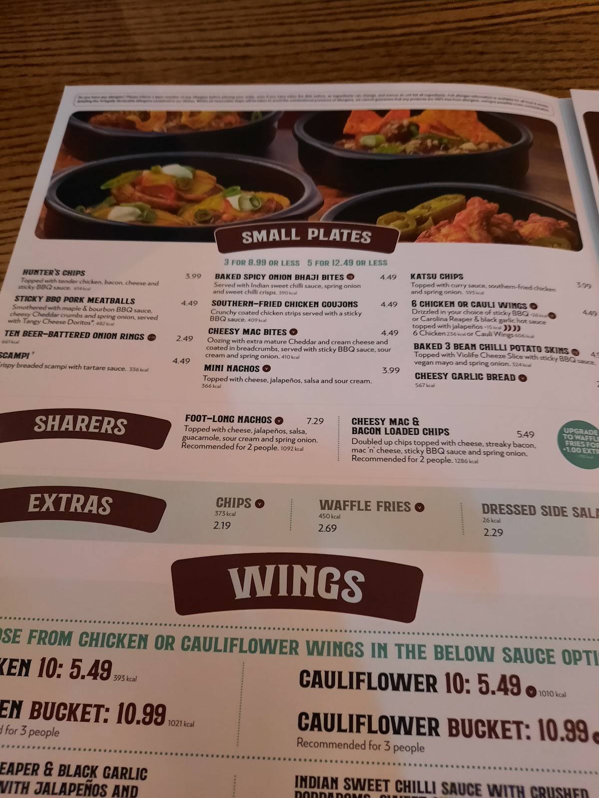 Menu at The Bessemer restaurant, Sheffield, The Fountain Precinct