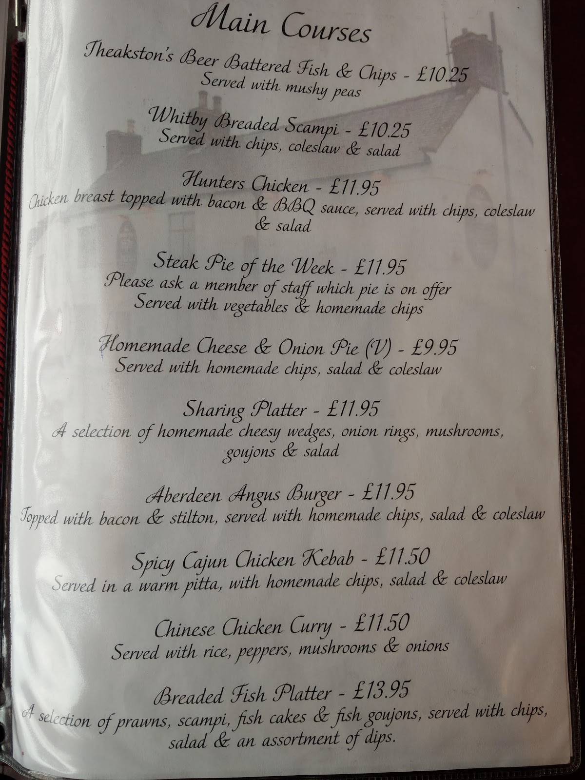 Menu at The Bridge Inn pub & bar, Whitby, High St