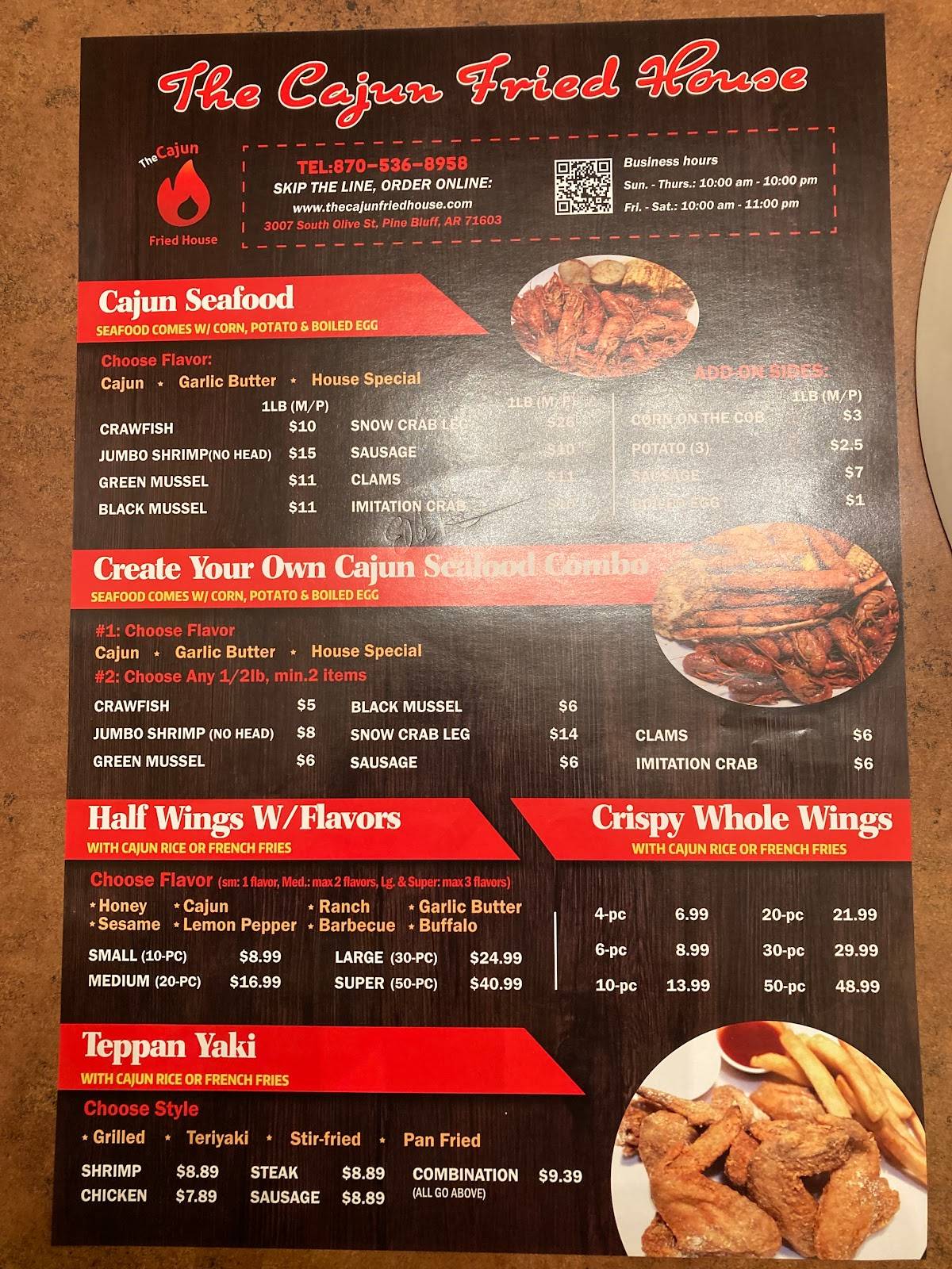 Menu at The Cajun Fried House restaurant, Pine Bluff