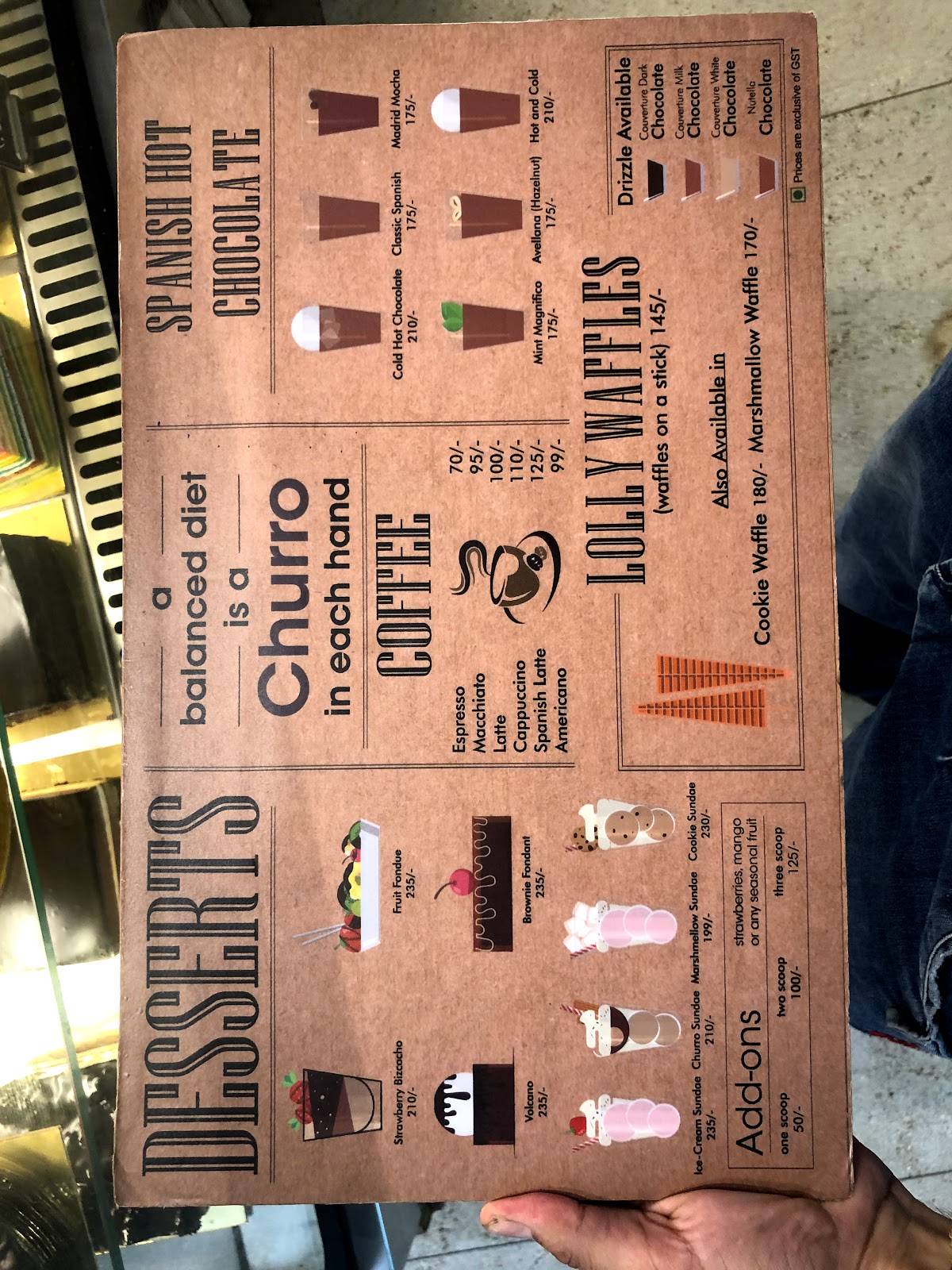 Menu at The Churro Co (Oberoi Mall), Mumbai