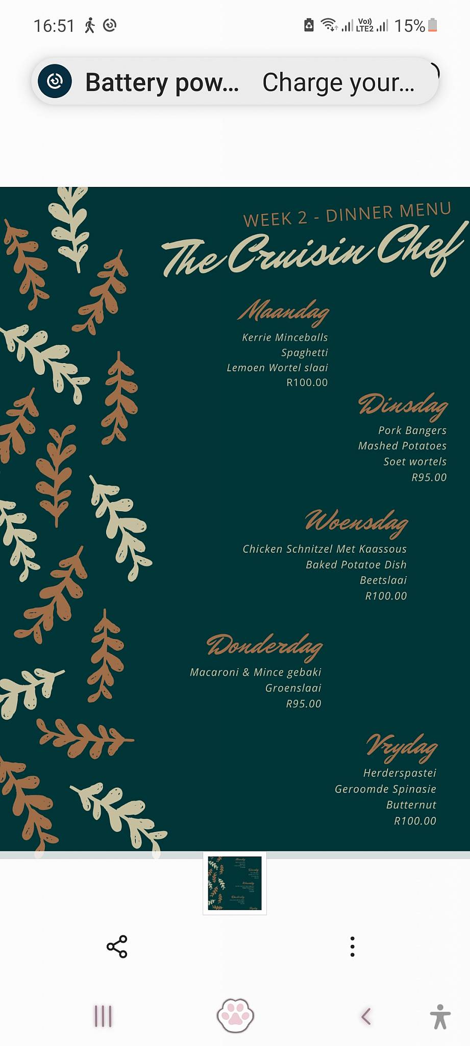 Menu at The Cruisin'Chef cafe & take away, Middelburg