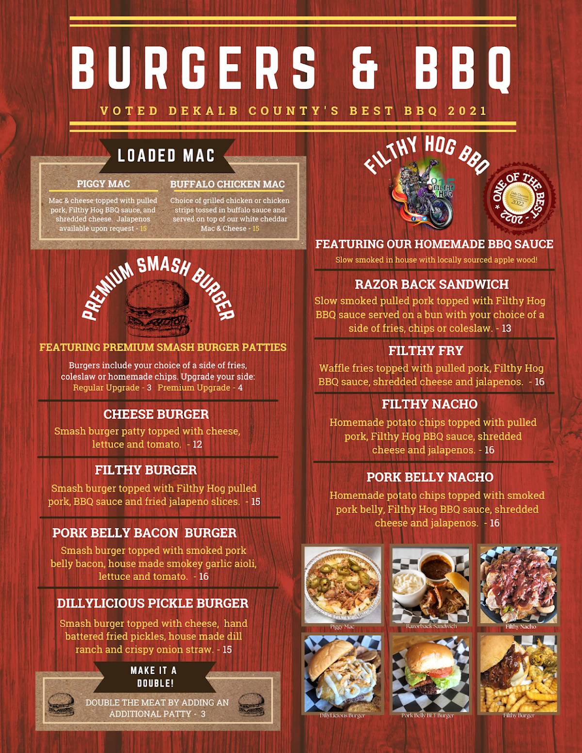 Menu at The Dirty Bird restaurant, Sycamore