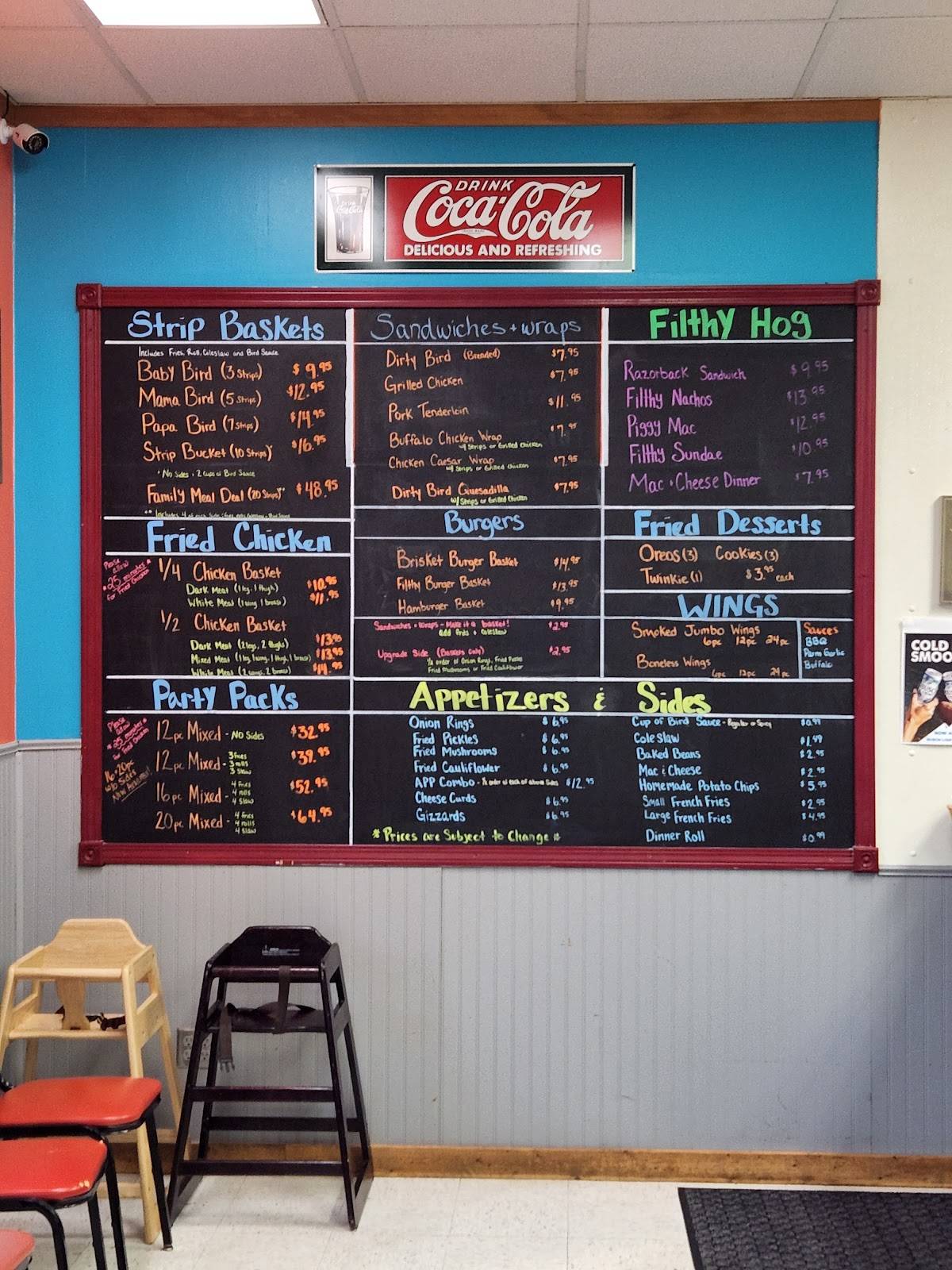 Menu at The Dirty Bird restaurant, Sycamore