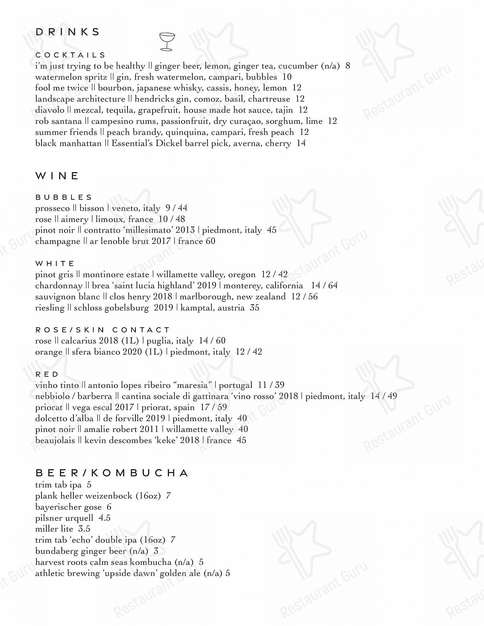 Menu at The Essential pub & bar, Birmingham