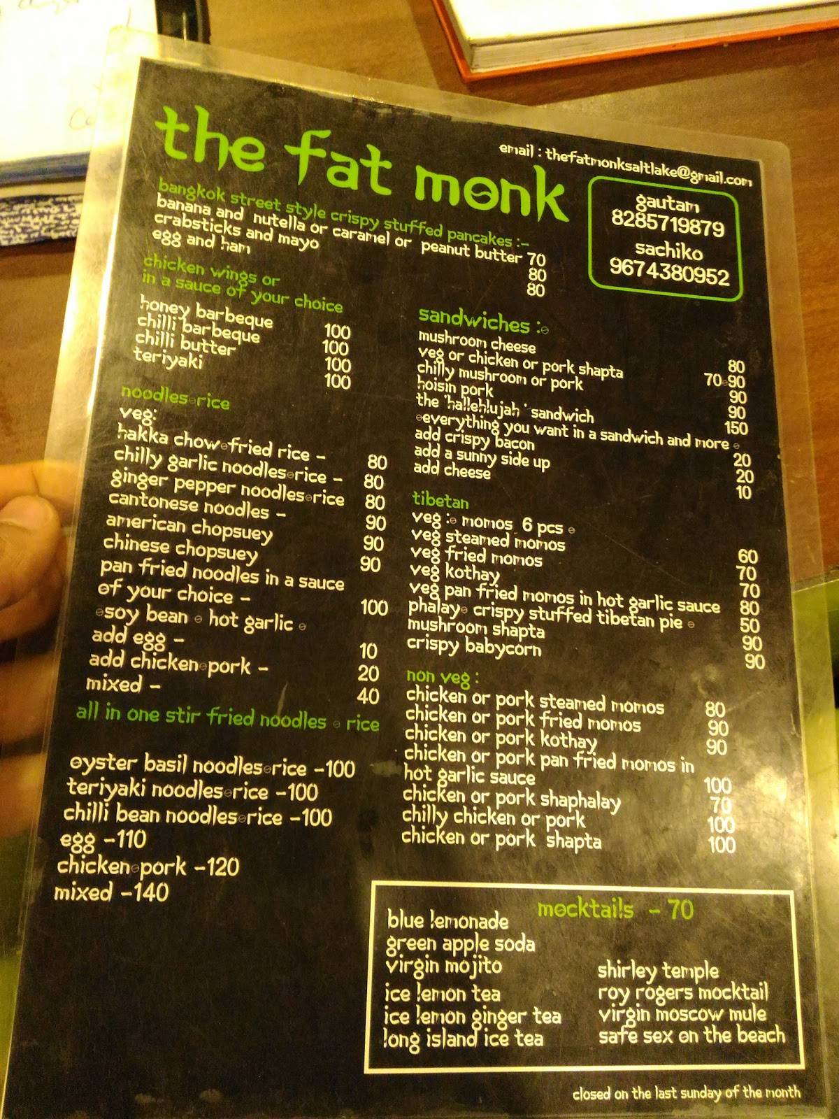 Menu at The Fat Monk, Kolkata, DC-28
