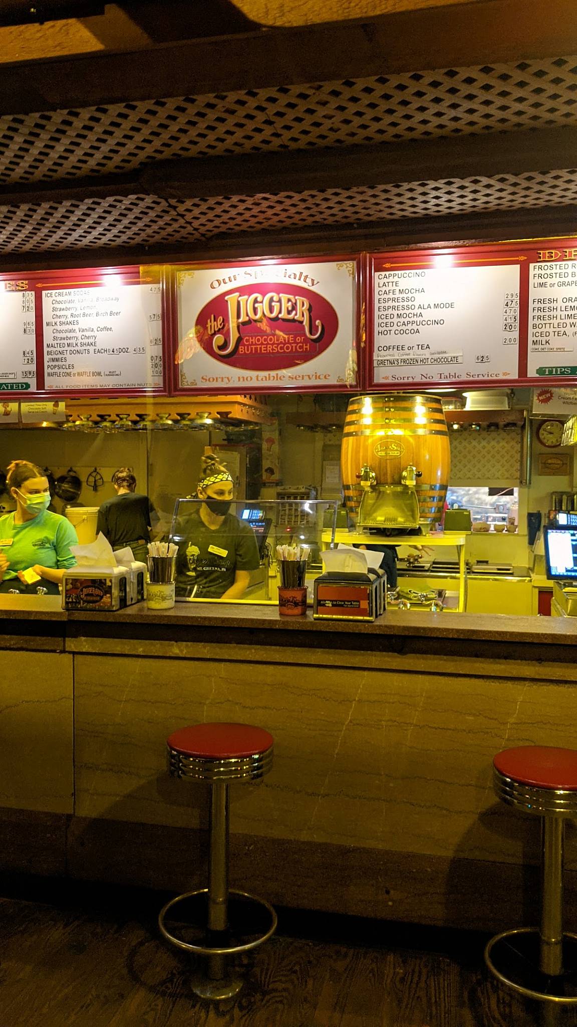 Menu at The Jigger Shop fast food, Mount Gretna