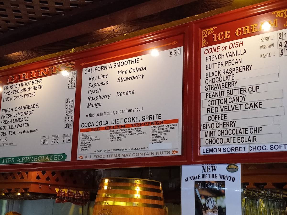 Menu at The Jigger Shop fast food, Mount Gretna
