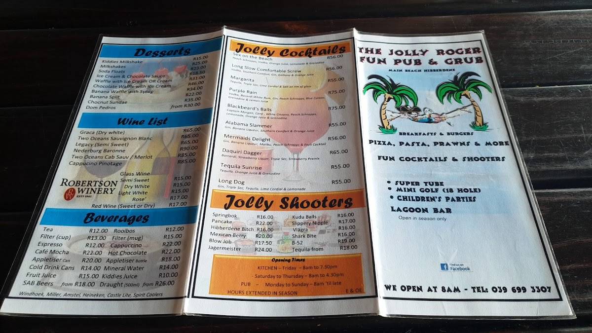 Jolly Rogers Grub And Pub Menu