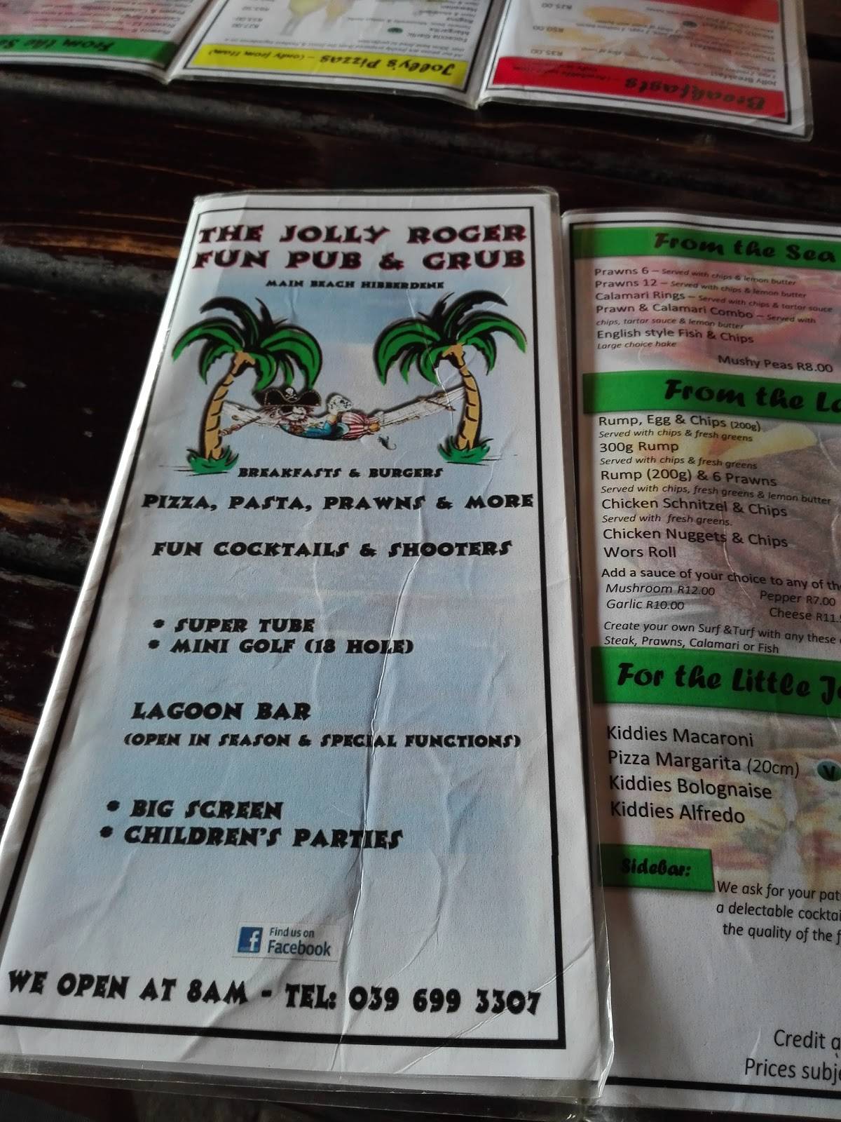 Menu at The Jolly Roger Fun Pub & Grub, Hibberdene