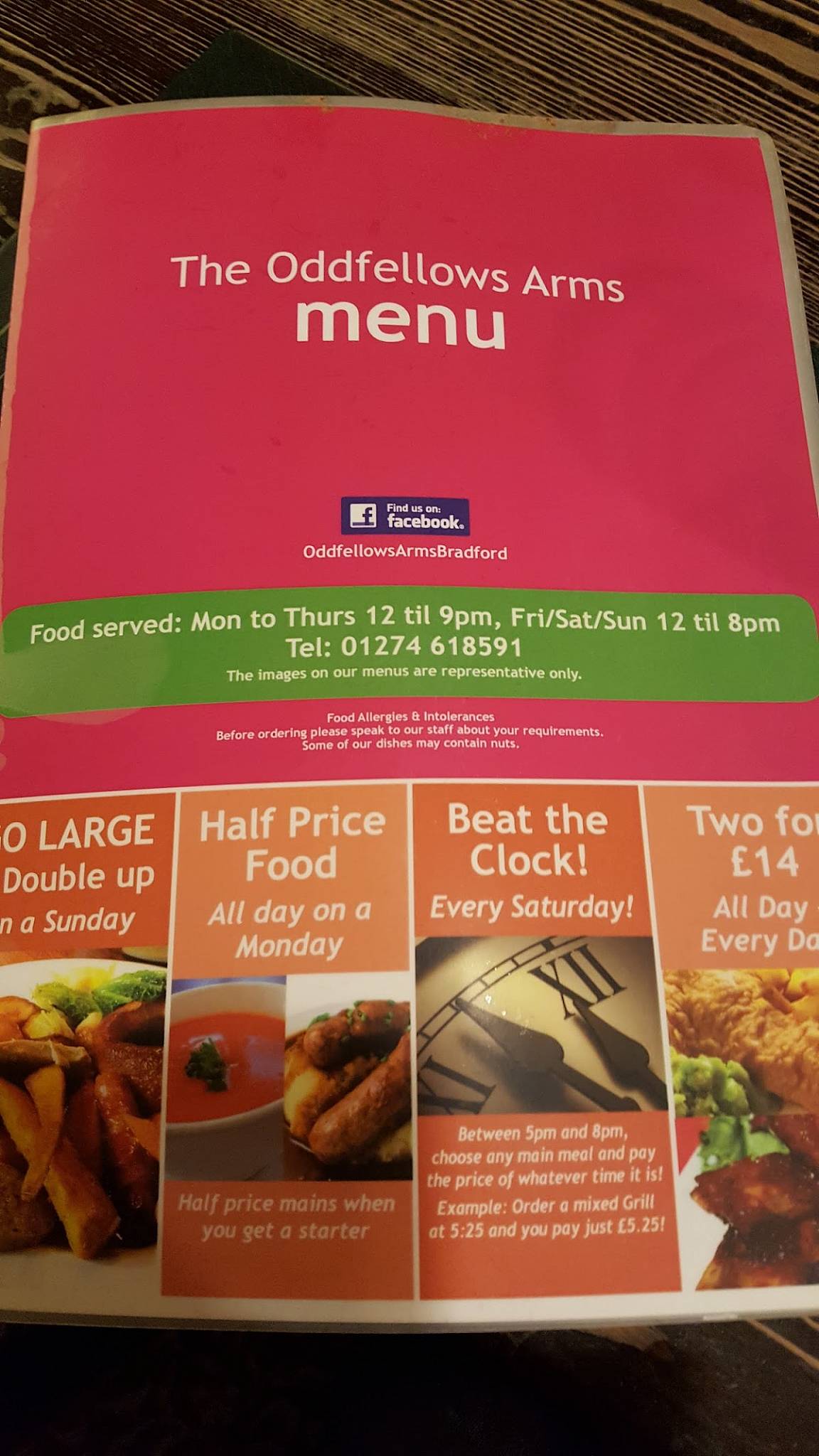Menu at The Oddfellows Arms pub & bar, Bradford, 696 Harrogate Rd