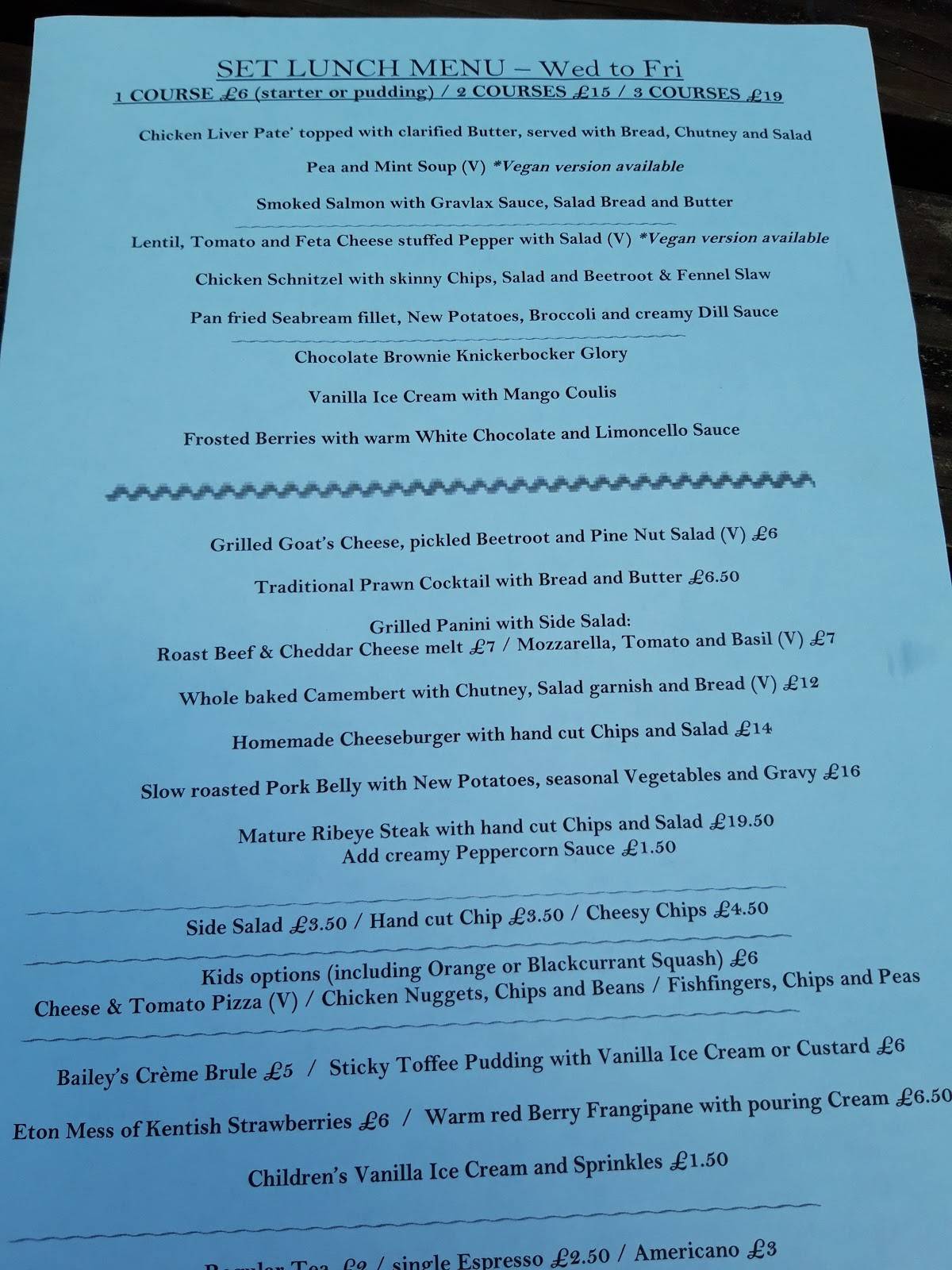 Menu at The Old Yew Tree pub & bar, Westbere, 32 Westbere Ln