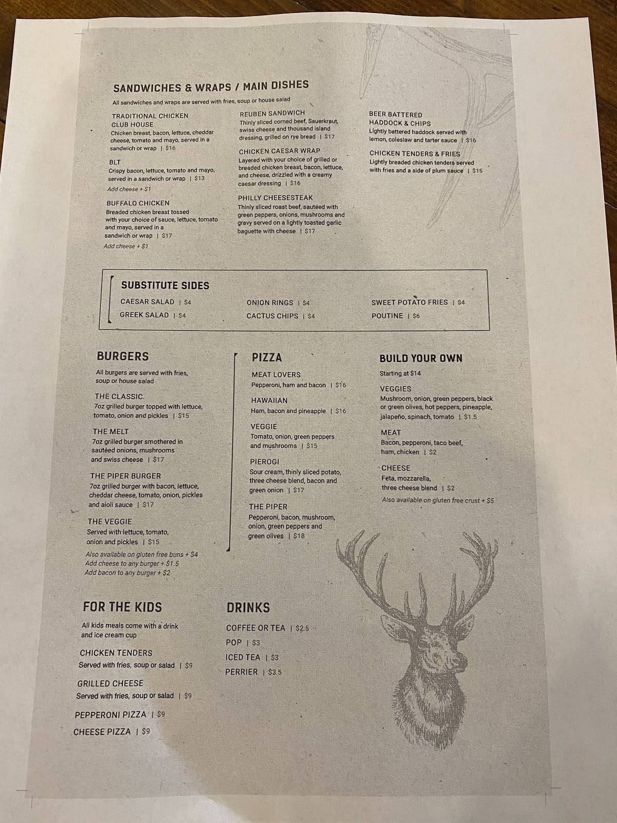 Menu at The Pickled Piper Bar & Grill, Halton Hills