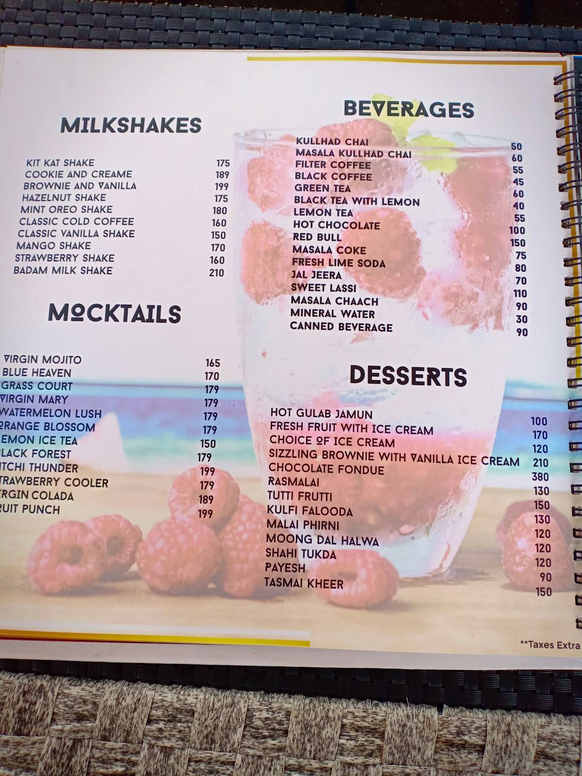 Menu at The Reef Rooftop Restaurant, Ranchi