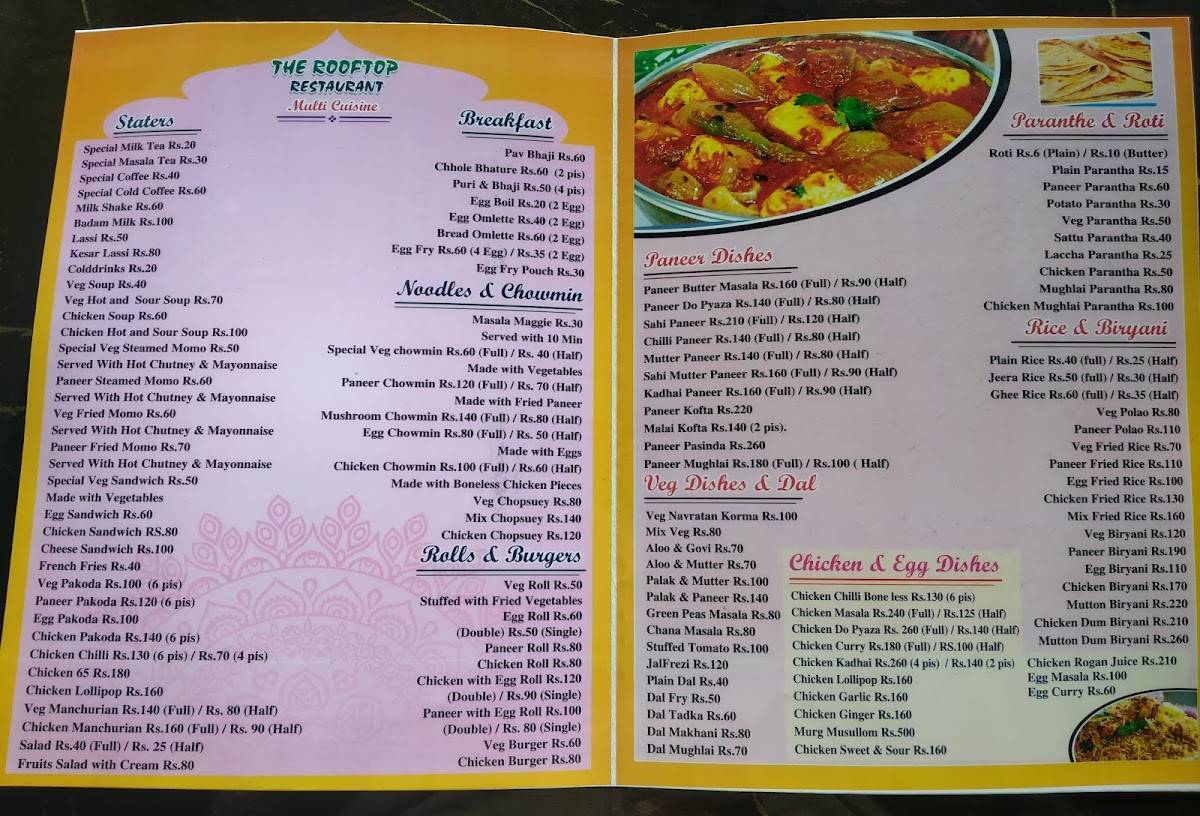 Menu at The Rooftop Restaurant, Kahalgaon