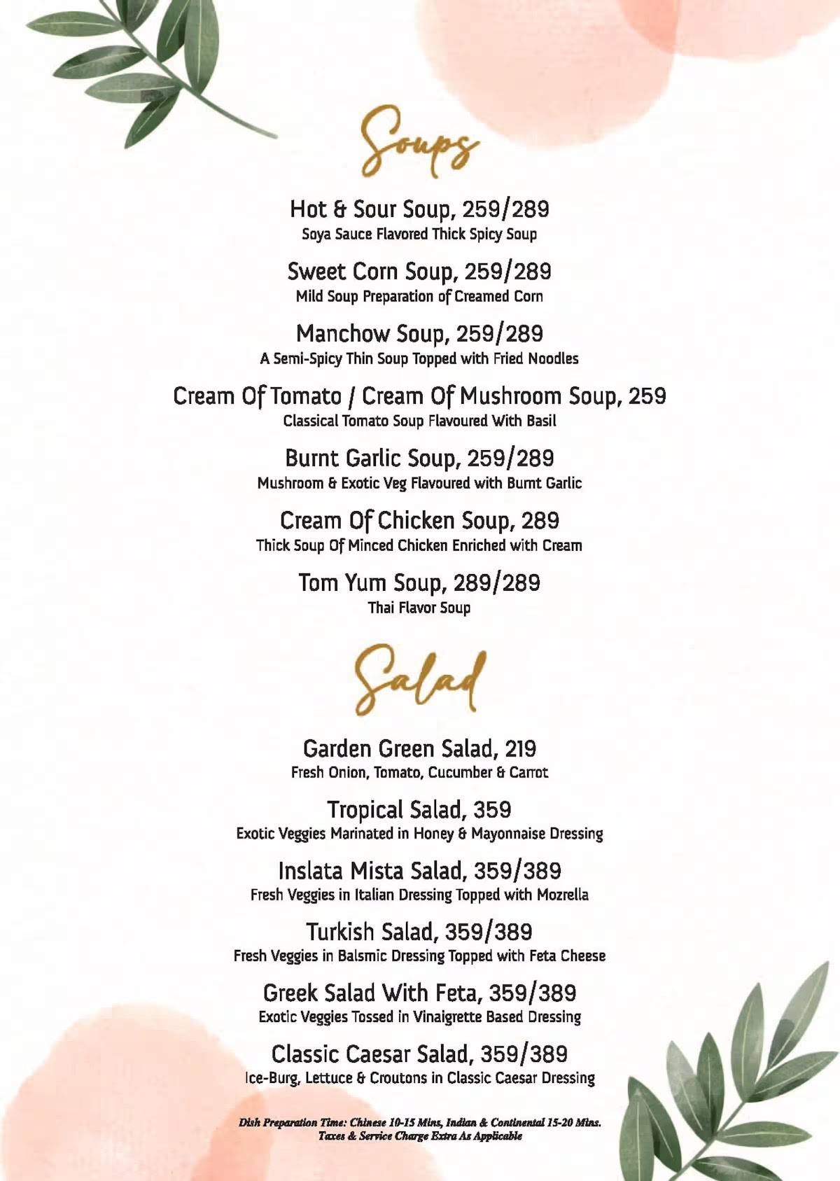 Menu at The Salt Cafe, Agra