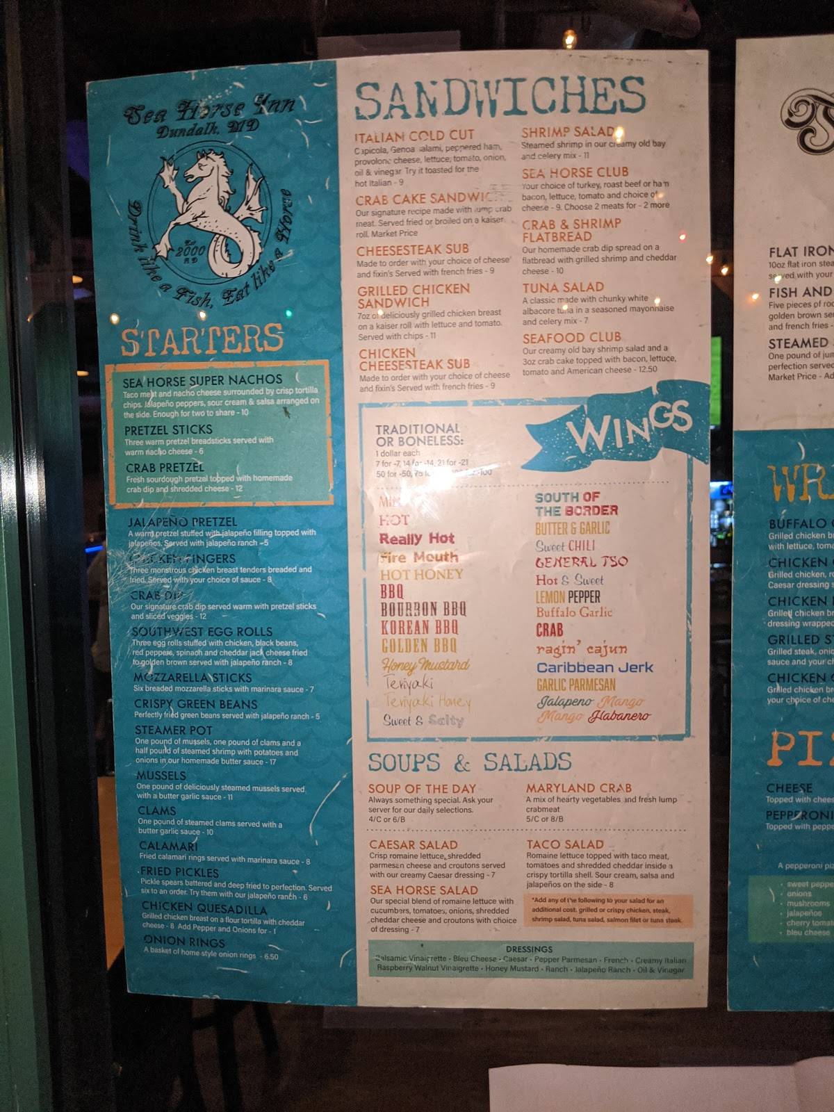 Menu at The Sea Horse Inn pub & bar, Dundalk