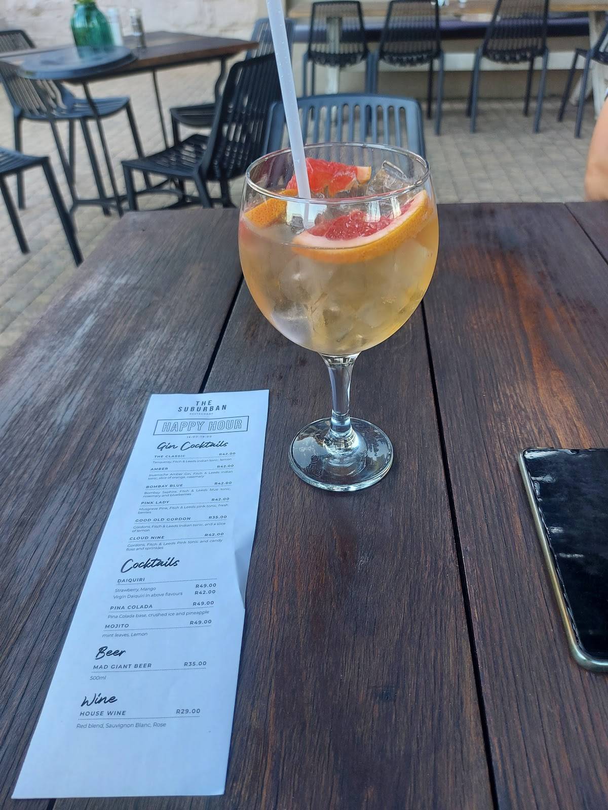 Menu at The Suburban Restaurant, Centurion