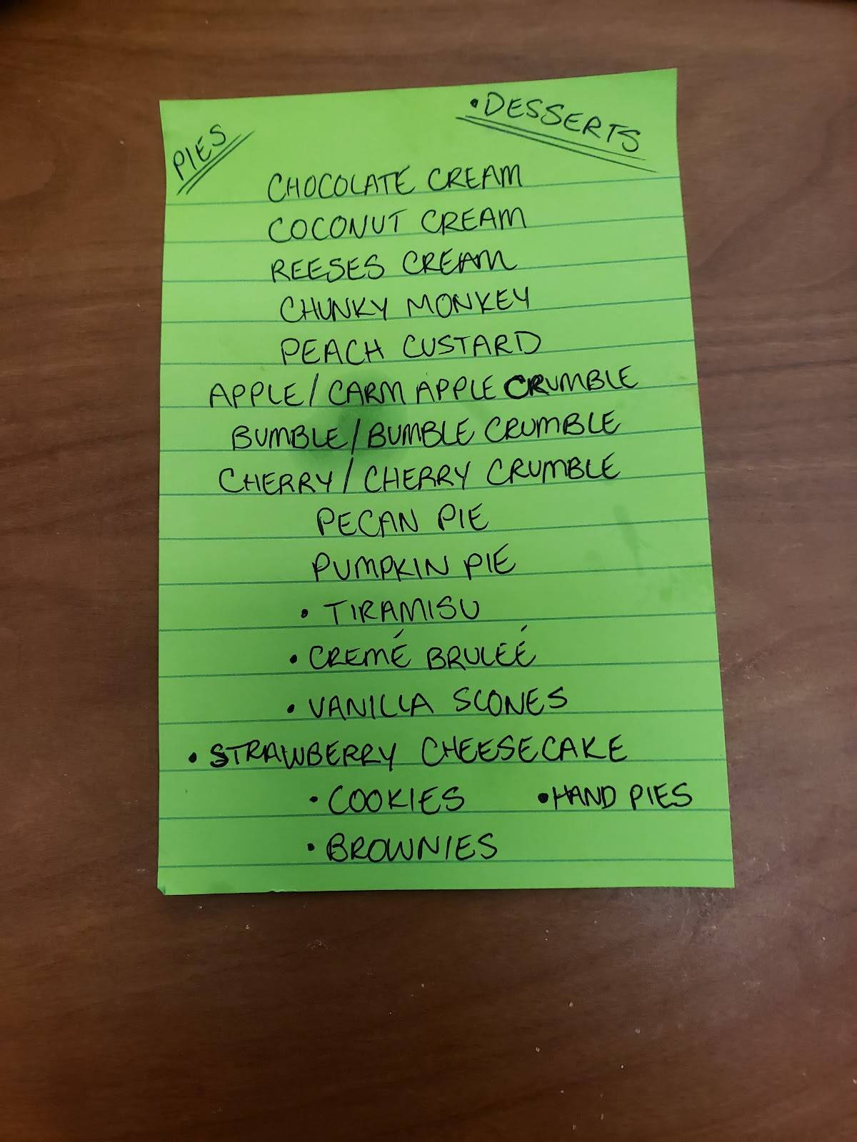 Menu at The Sunset Cafe, Cle Elum