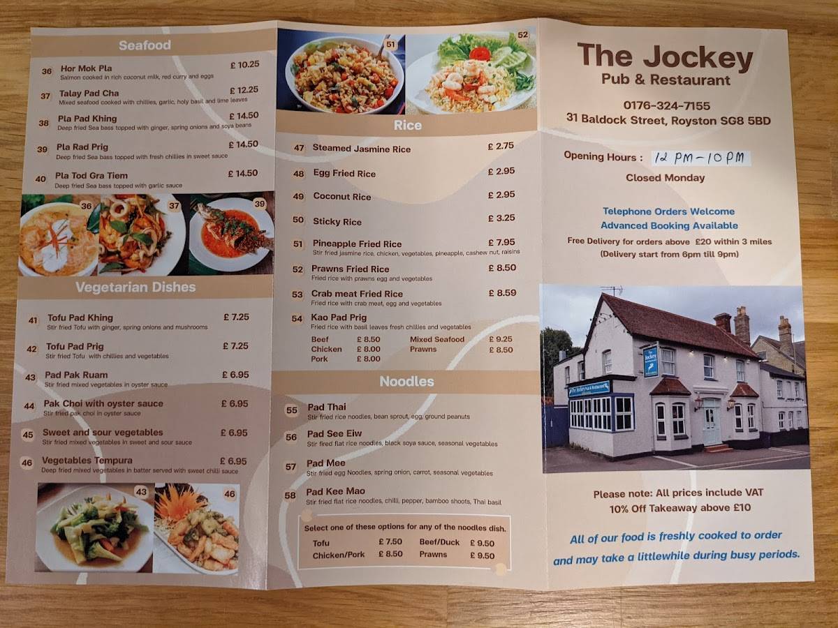 Menu at The Jockey restaurant, Royston